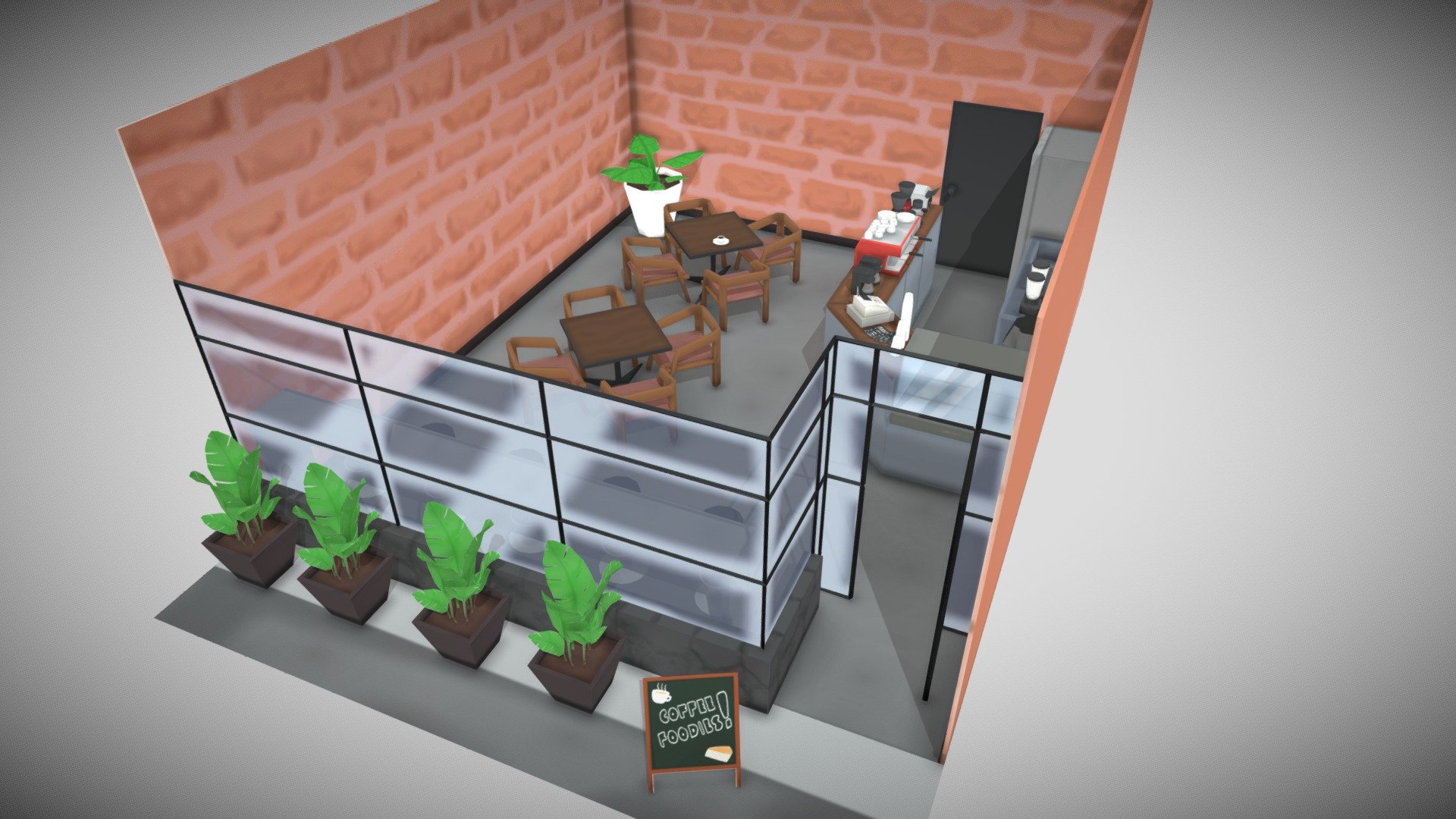 Handpainted Cafe - 3D model by kii (@_kii) [690eeef] - Sketchfab