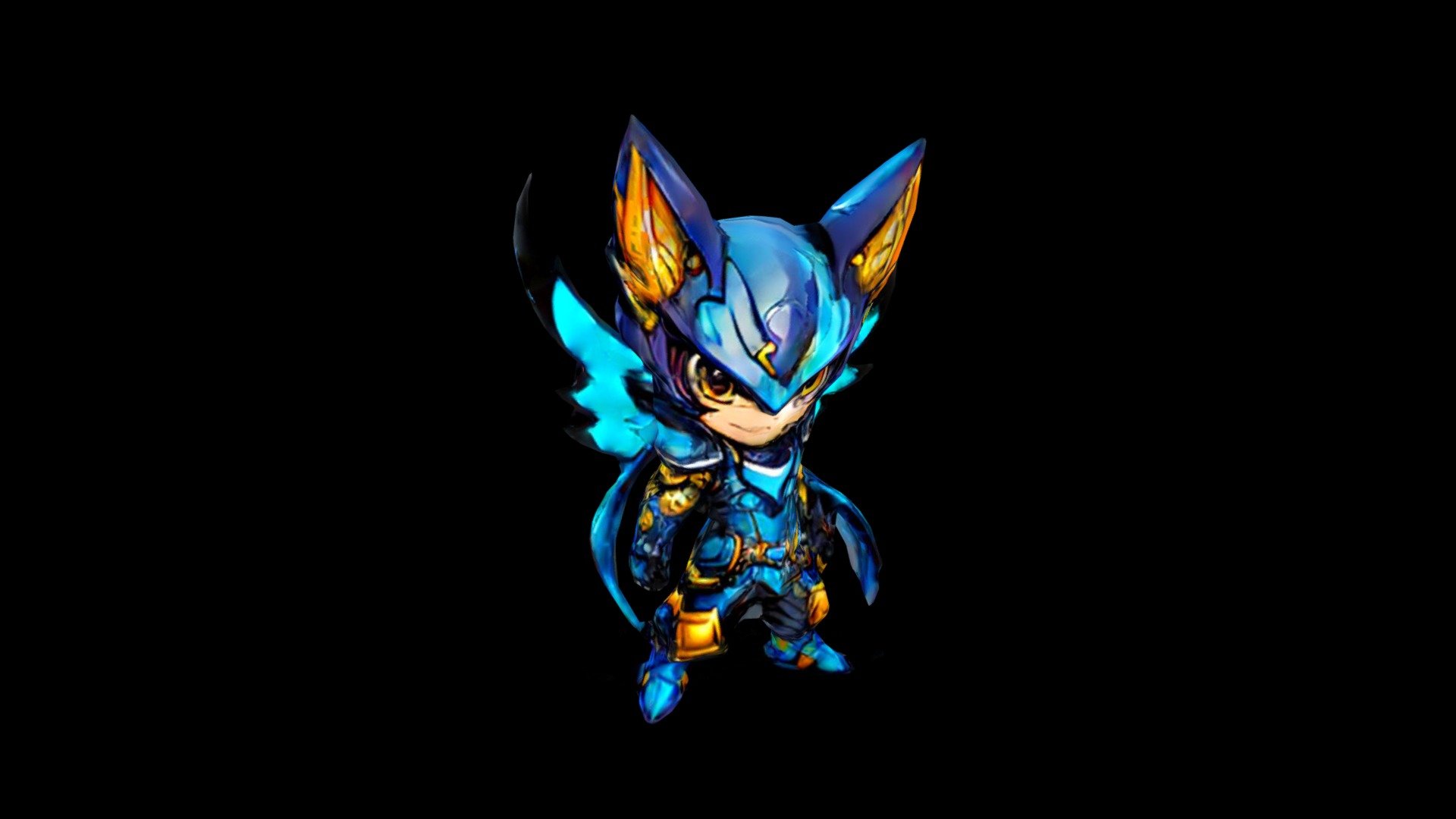 A chibi-style character with blue and gold armor - Download Free 3D ...