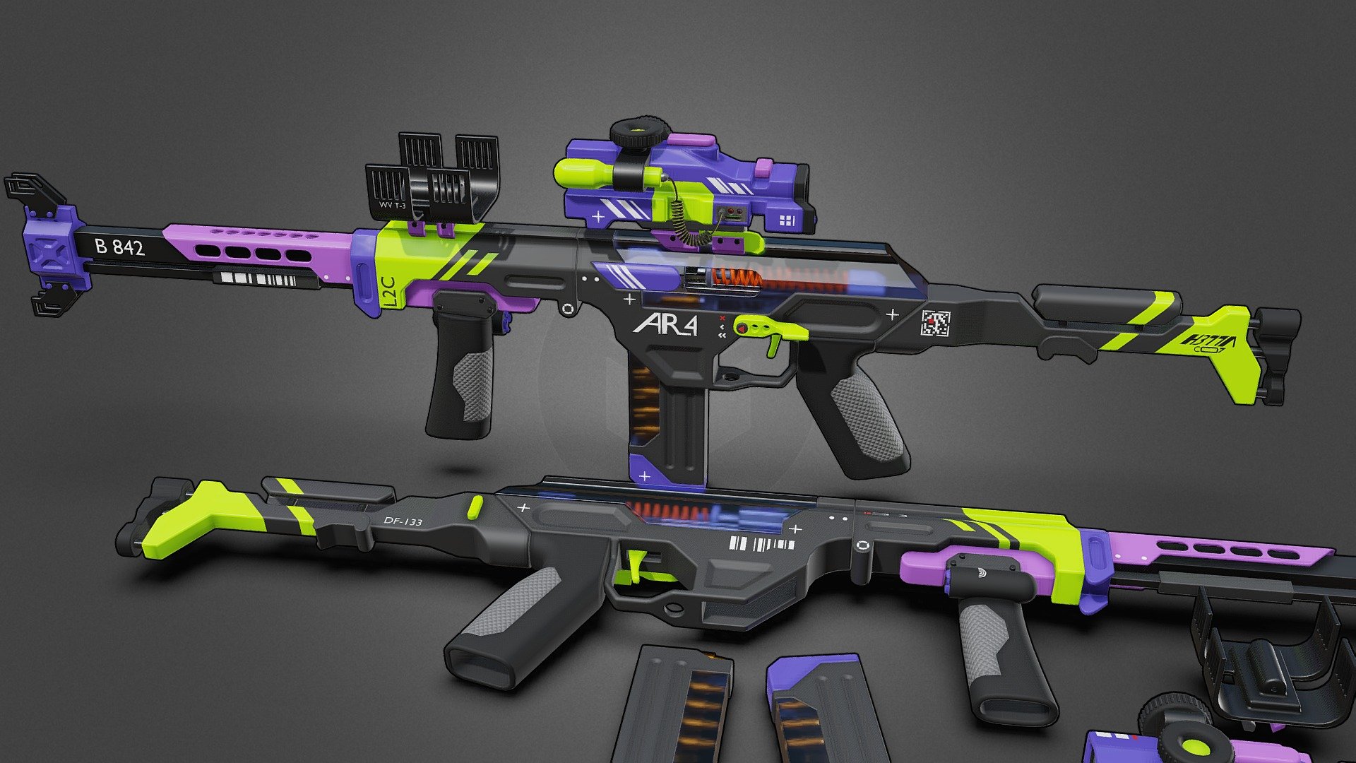 AR-4 Futuristic rifle - 3D model by Pedro B. Goulart (@Pebegou ...