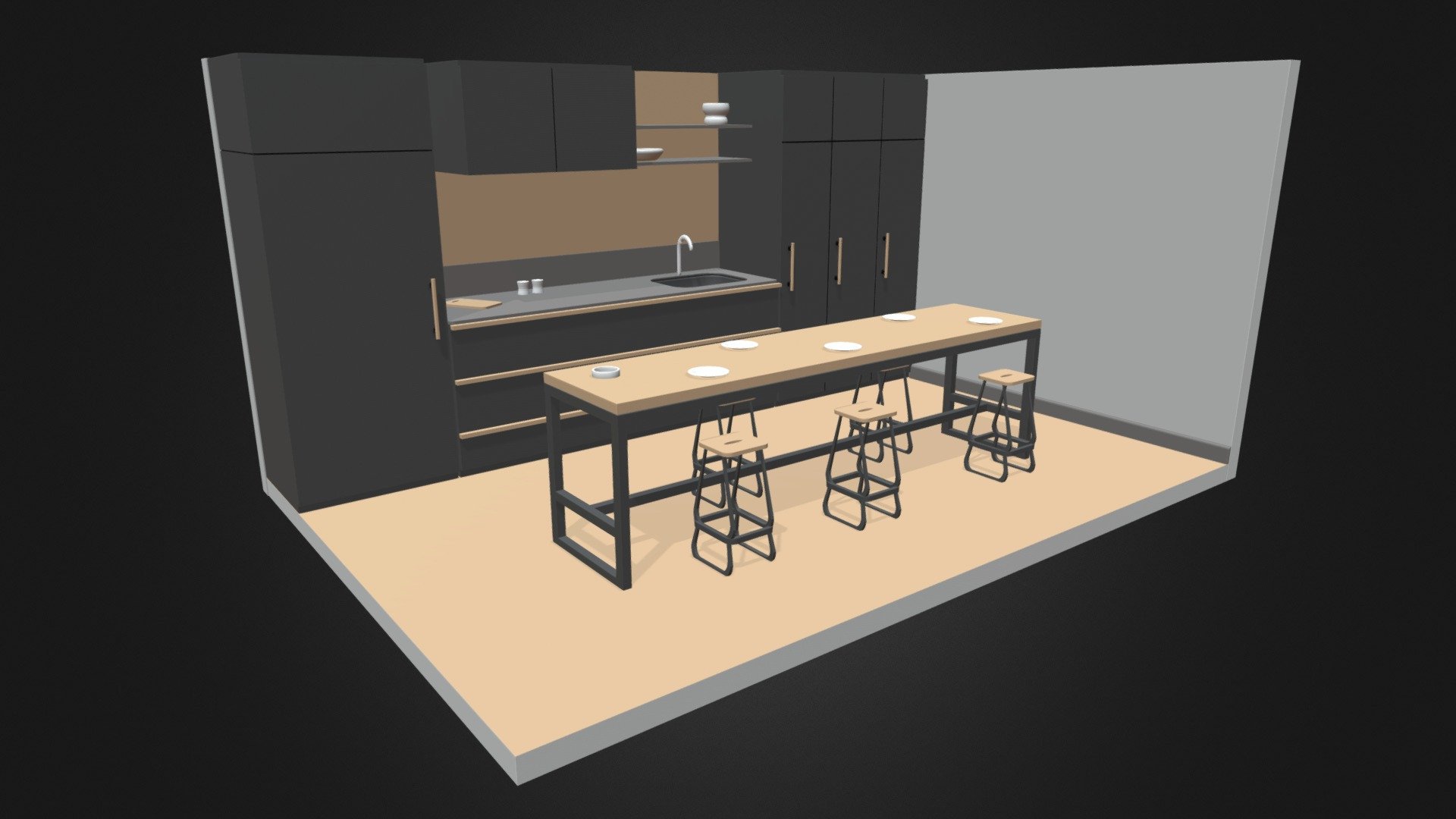 Modern kitchen - Download Free 3D model by czarnyxhd [69273dd] - Sketchfab