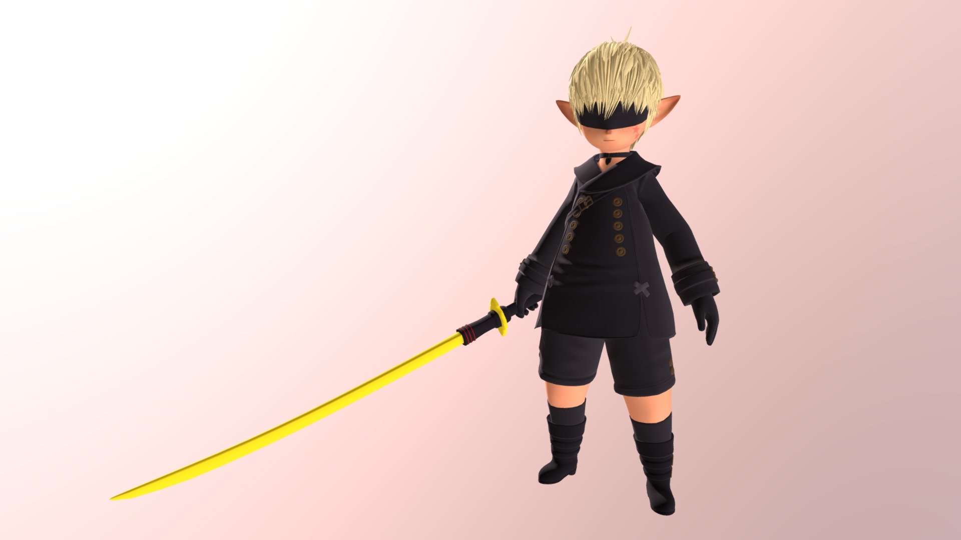 [FF14]Lalafell - 9s costume.2 - 3D model by Rado Black (@radokuro) [692fff1] - Sketchfab