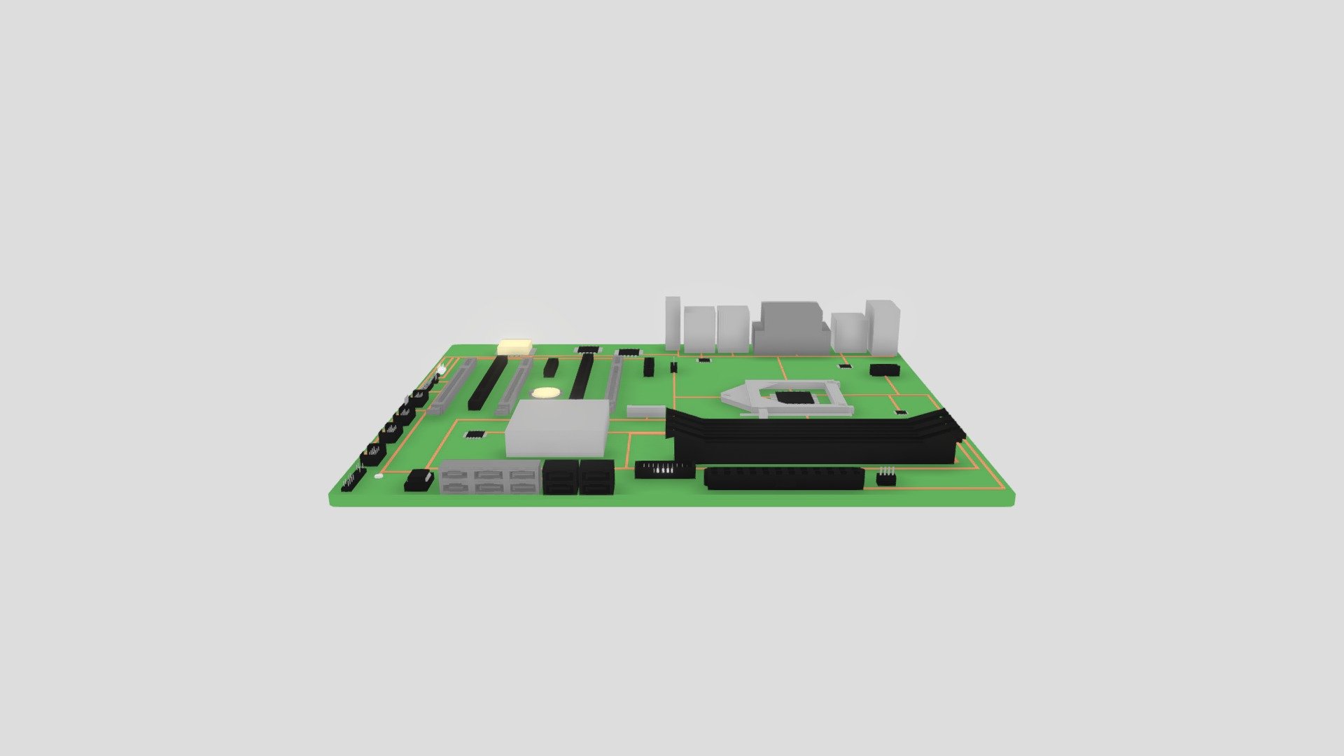 Simplified ATX-Based Motherboard - 3D model by 3c0 (@enwiico) [6959875] - Sketchfab