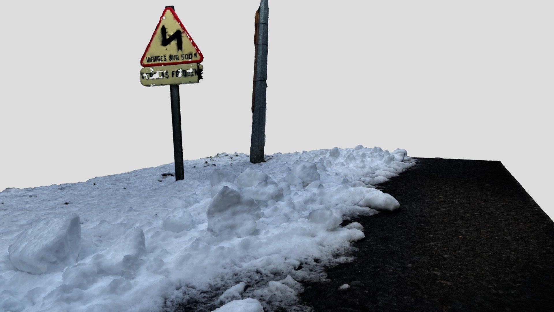 Turn warning road sign in the snow - Download Free 3D model by ...