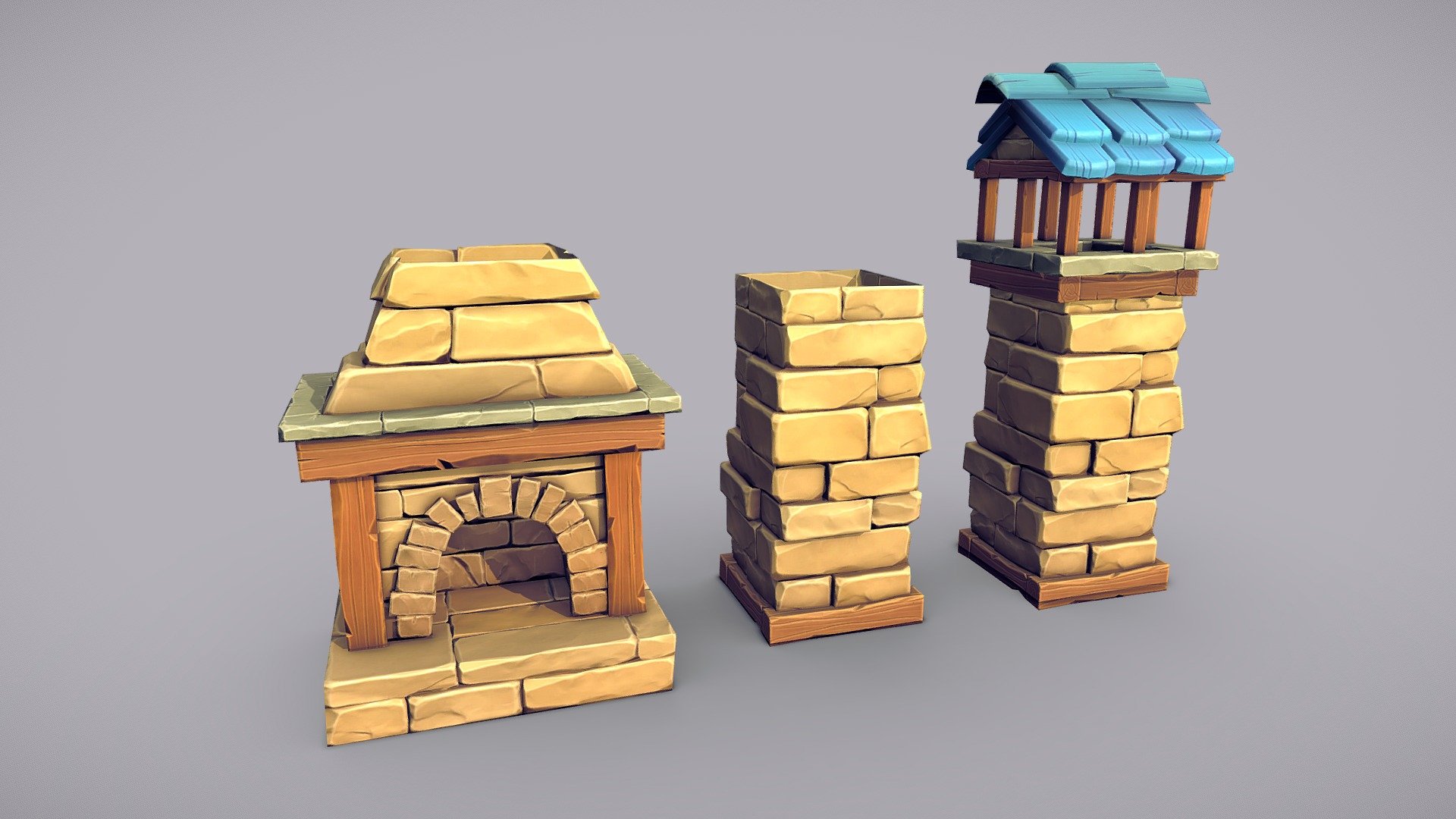 Stylized Modular Fireplace - Download Free 3D model by Michalina ...