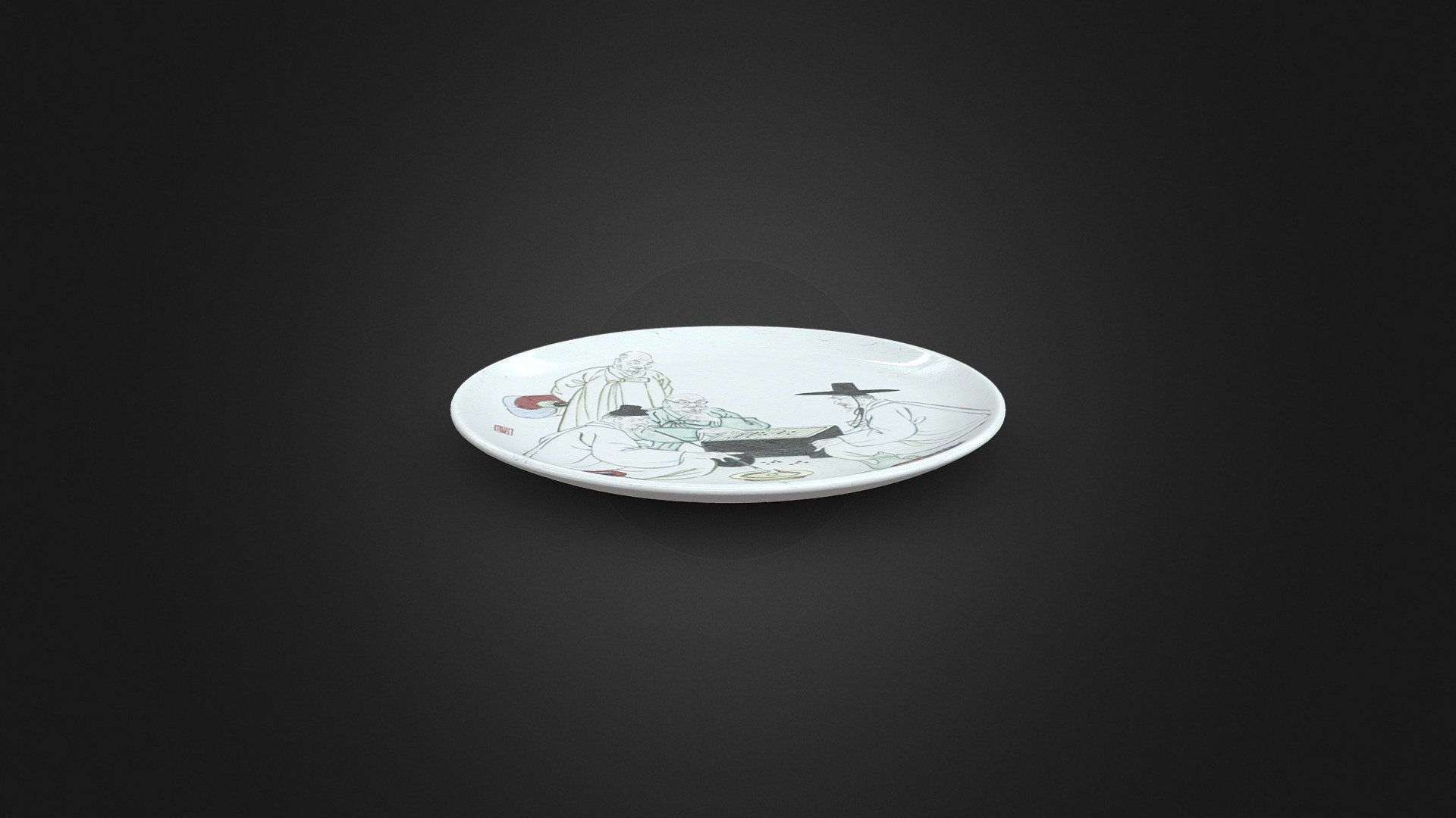 백자다채풍속문접시 - 3D model by dflat [697142c] - Sketchfab