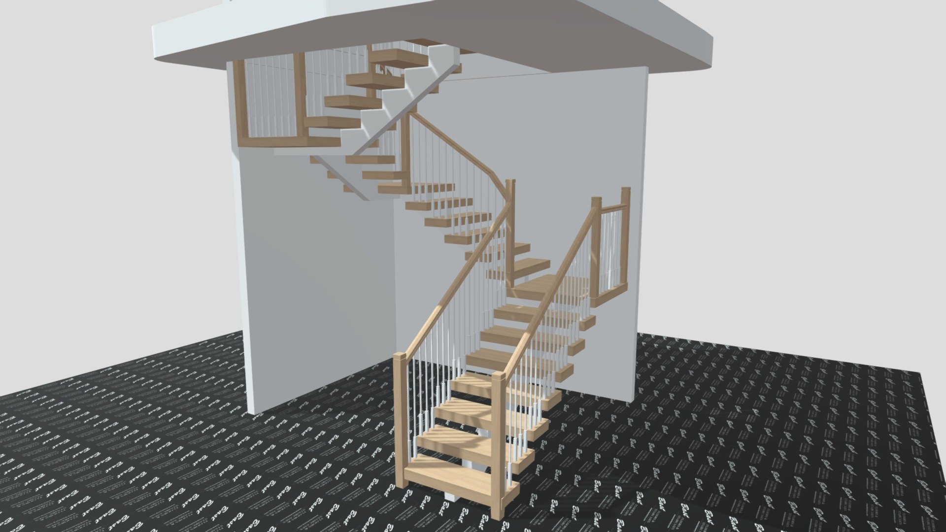 paint grade mono stringer & balusters - 3D model by Bast floors and ...