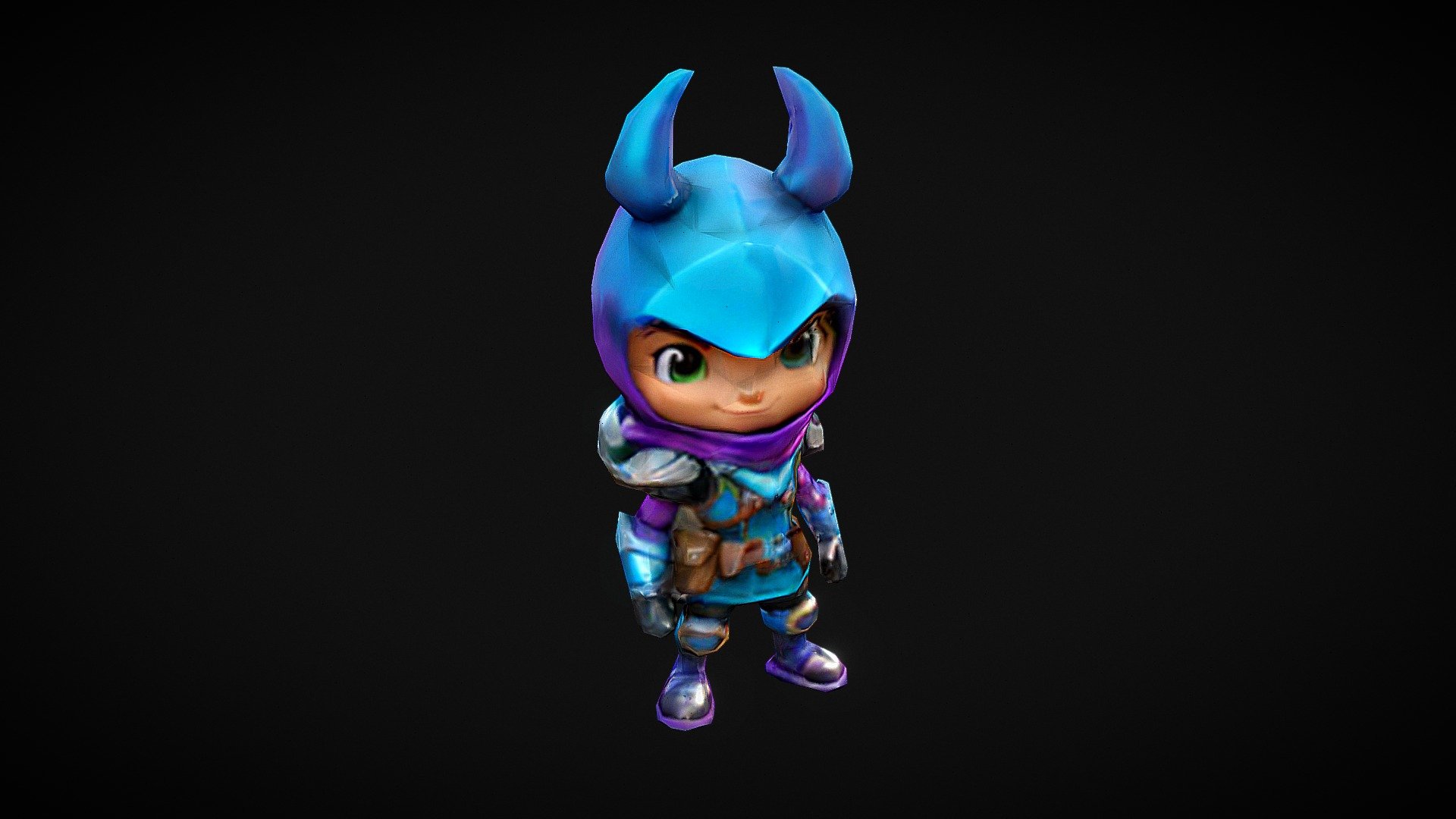 a chibi character in armor and horns - Download Free 3D model by klrxyz ...