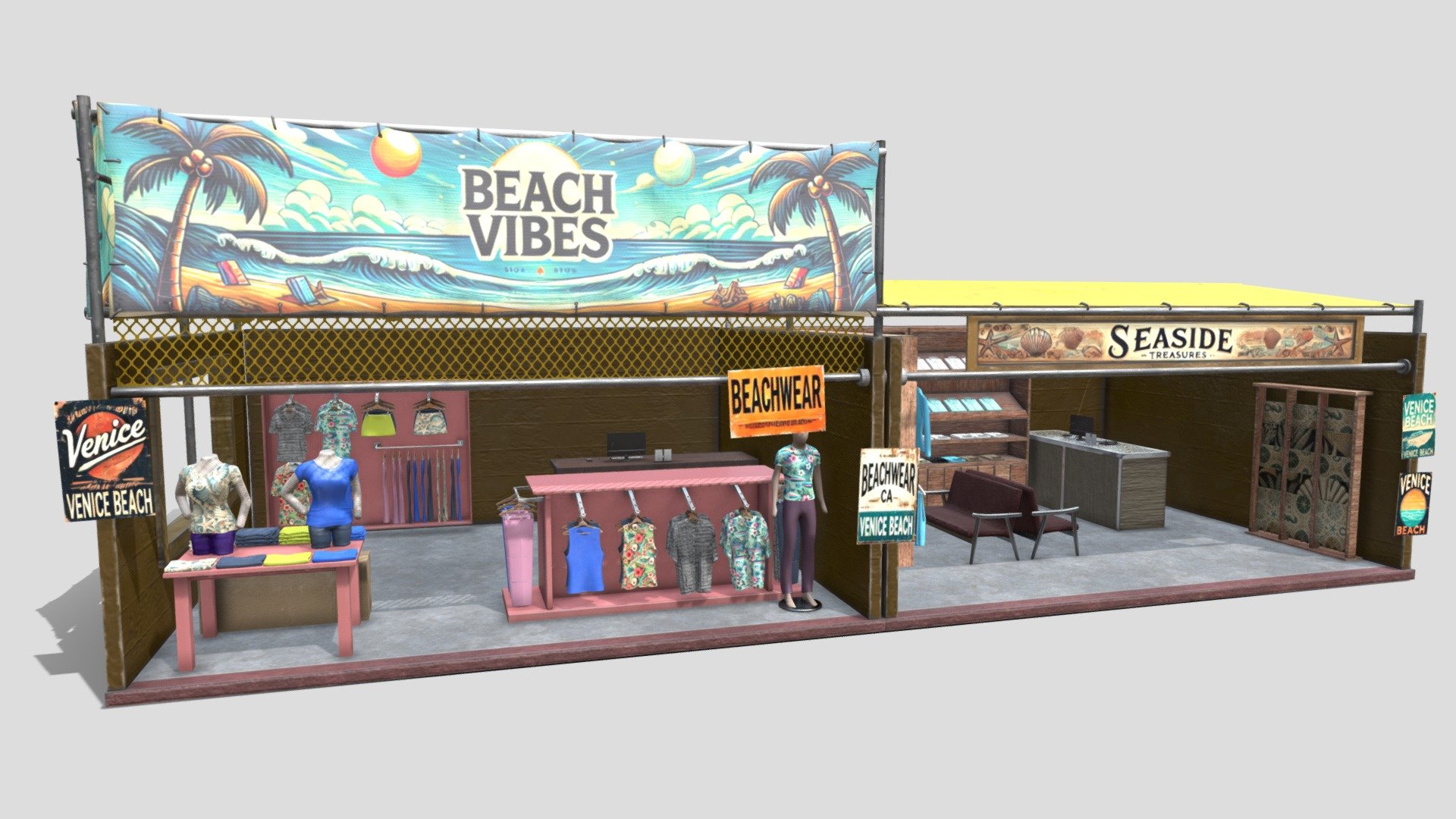 Beach Shops on Venice Beach - Set 1 🏖️🛍️ - Buy Royalty Free 3D model by ...