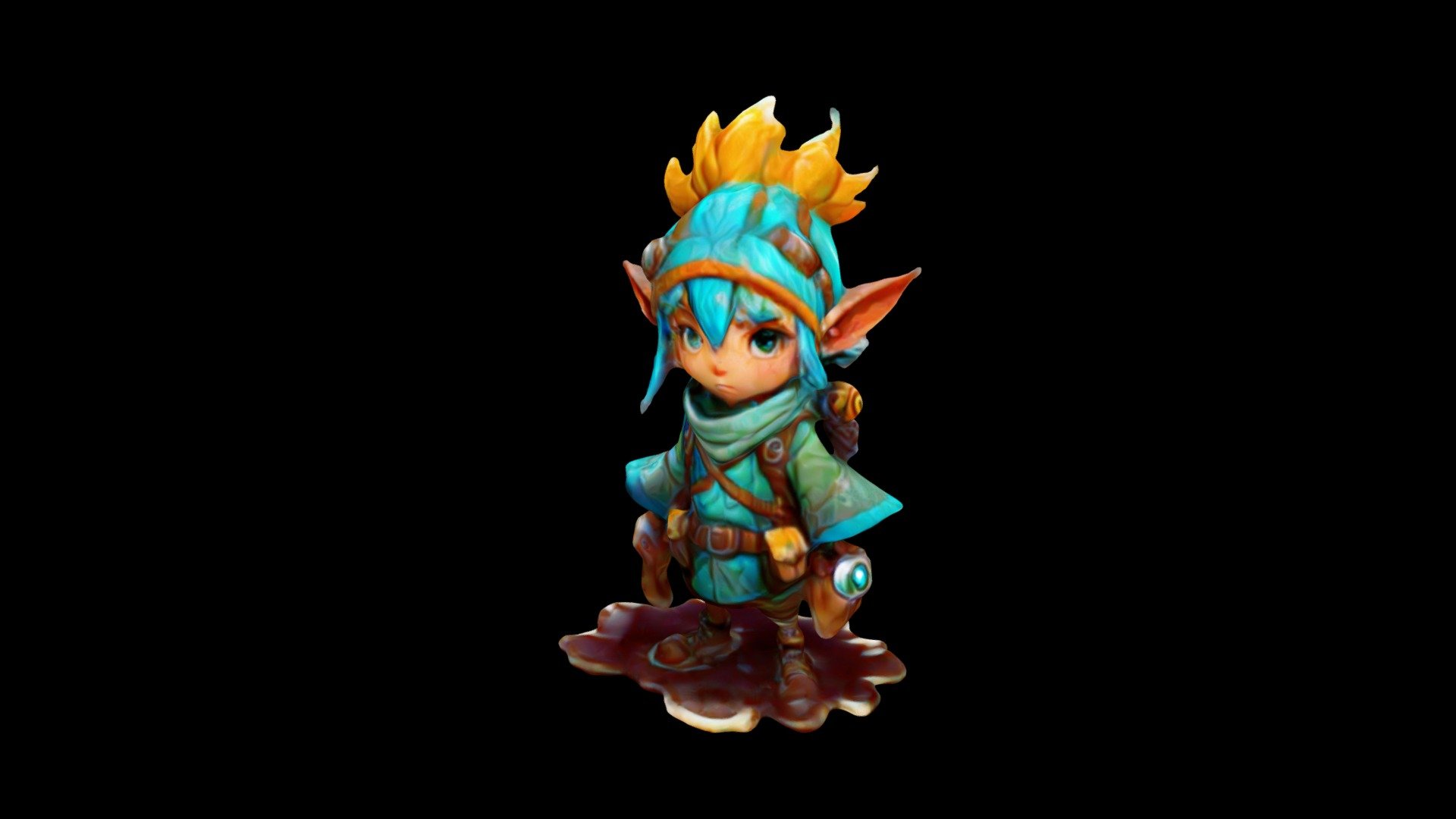 a cartoon illustration of a cute blue haired elf - Download Free 3D ...