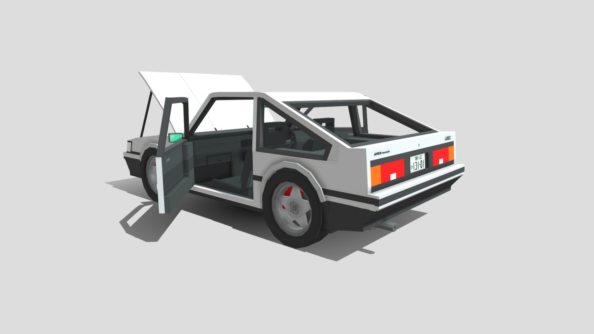 AE86 Levin Hatchback (White - Doors/Hood open) - Download Free 3D model ...