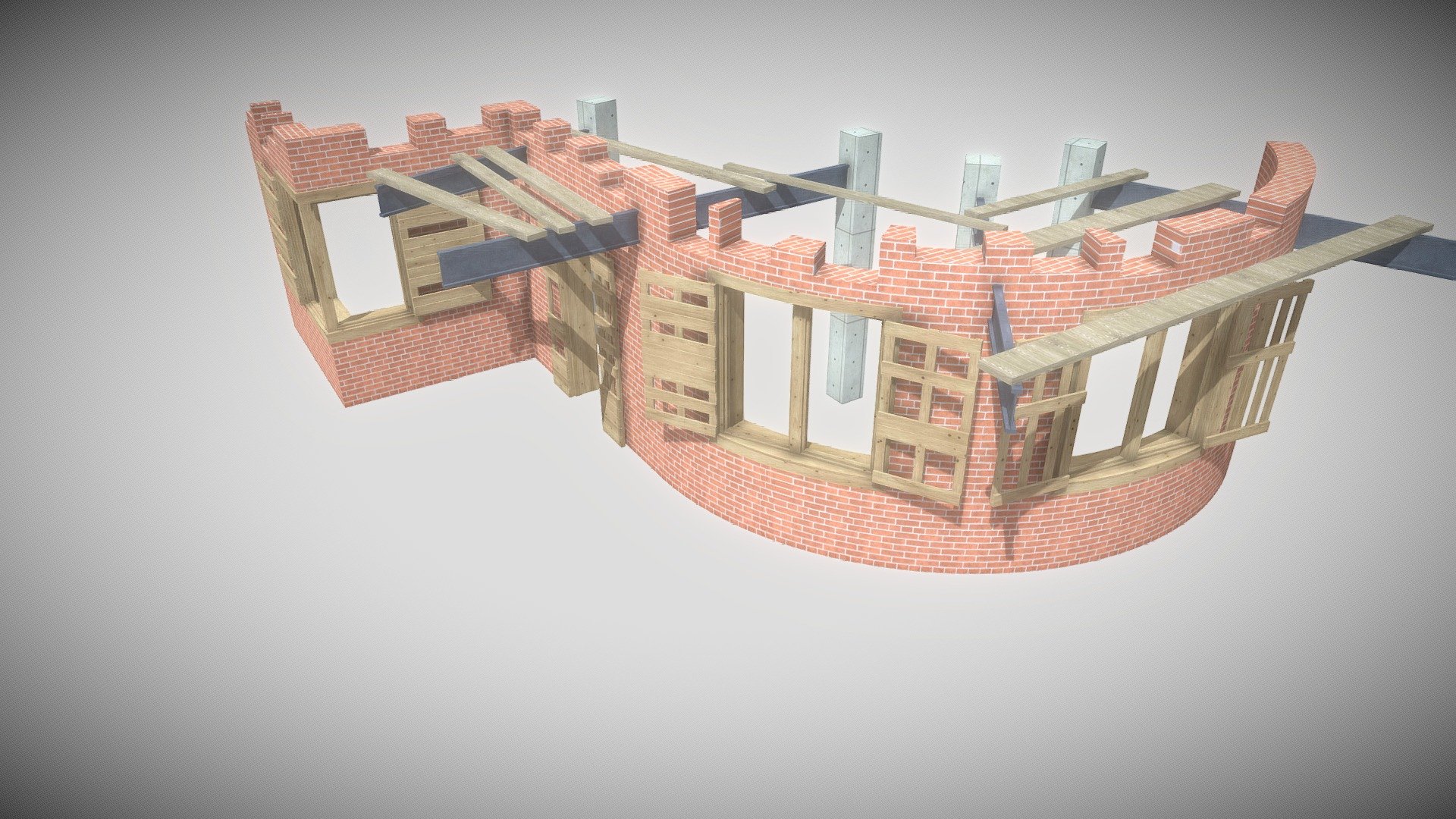 Сonstruction. Brick wall - Download Free 3D model by Stas Gunko ...