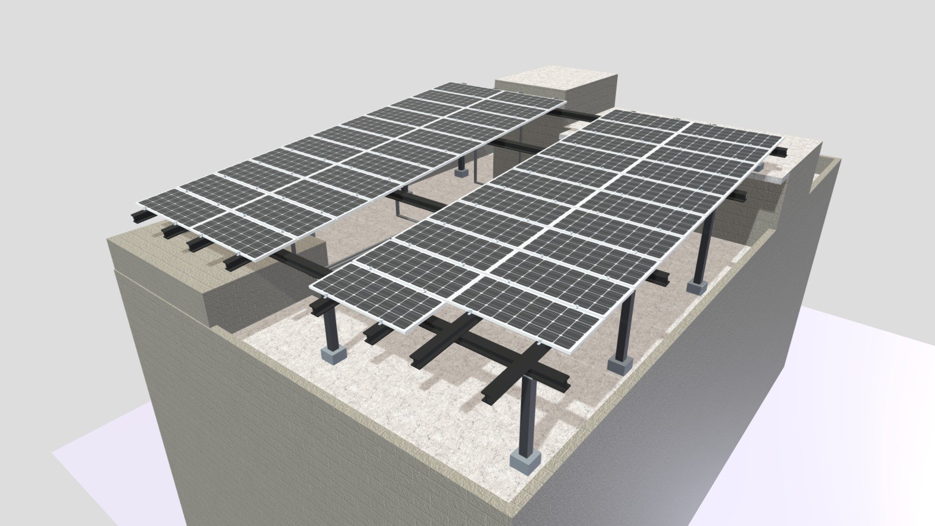 Visualization of a 43-Panel Solar Energy System - 3D model by ...