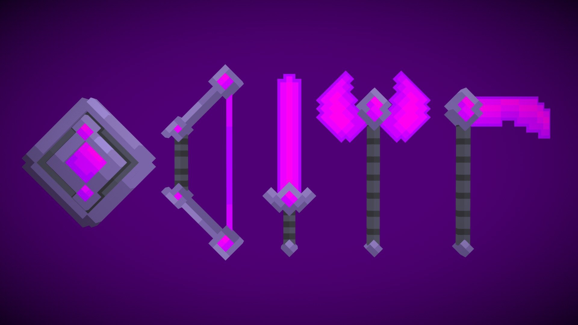 Minecraft Crystal Core Weapons - 3D model by LoidTw [6a10145] - Sketchfab