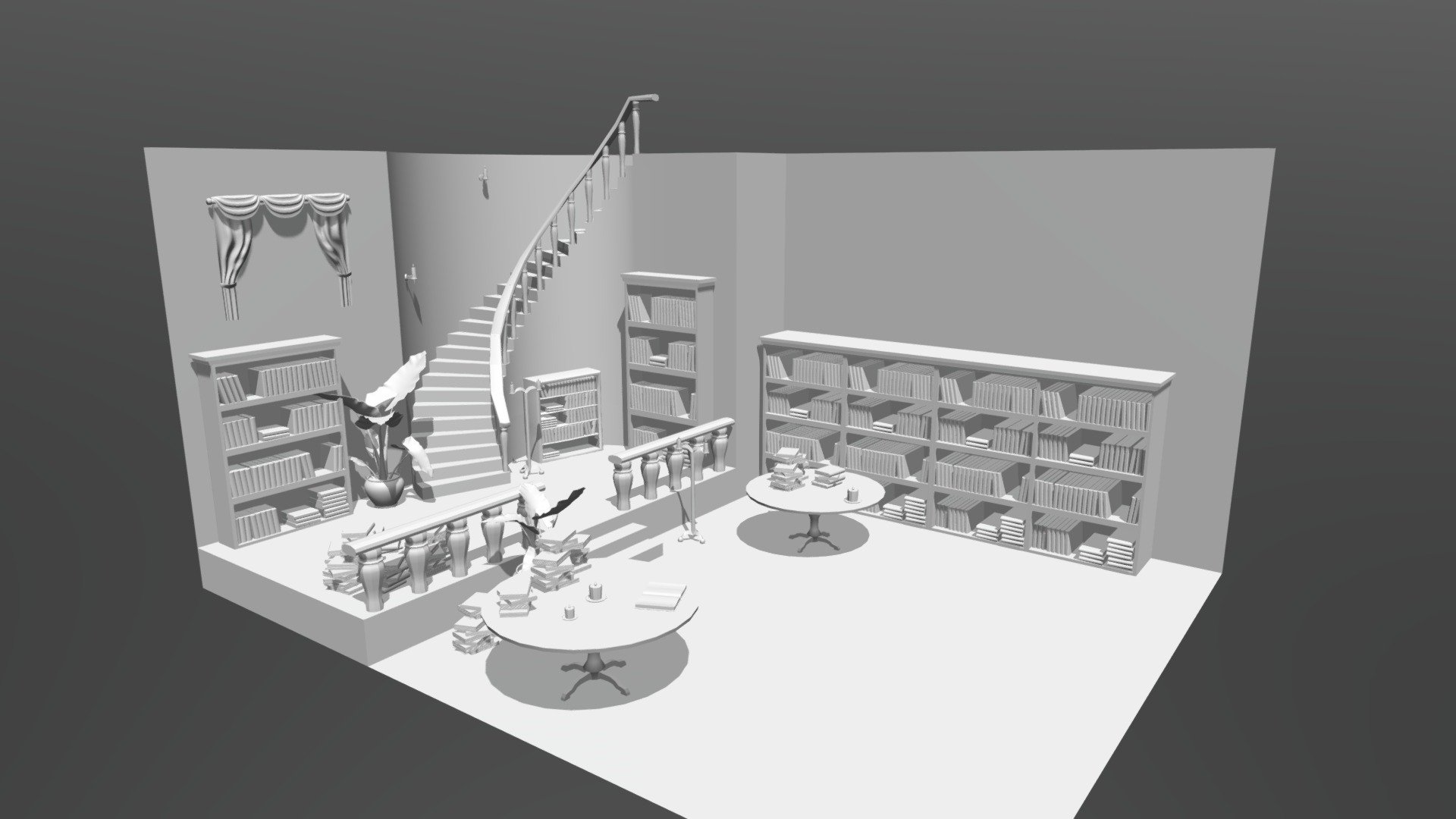 home library - 3D model by mikang [6a12032] - Sketchfab
