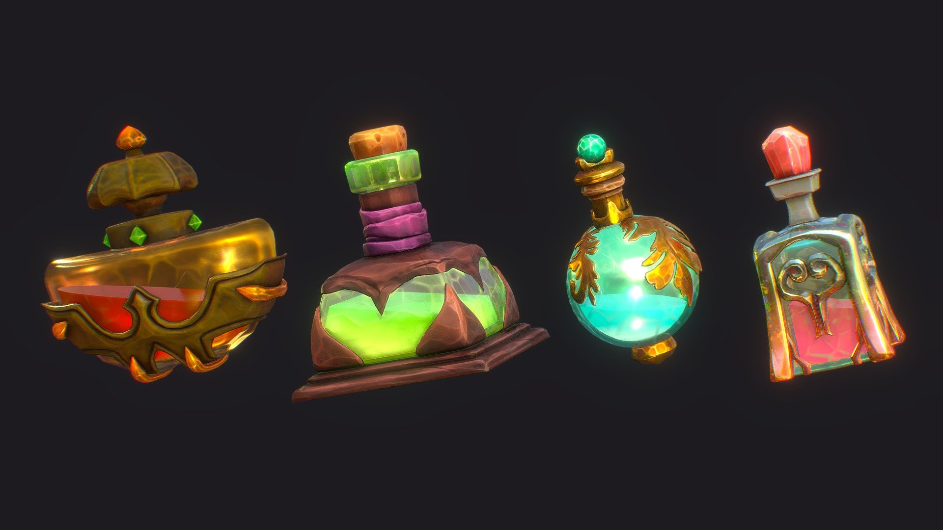 Potions Set - 3D model by myochii [6a3d762] - Sketchfab