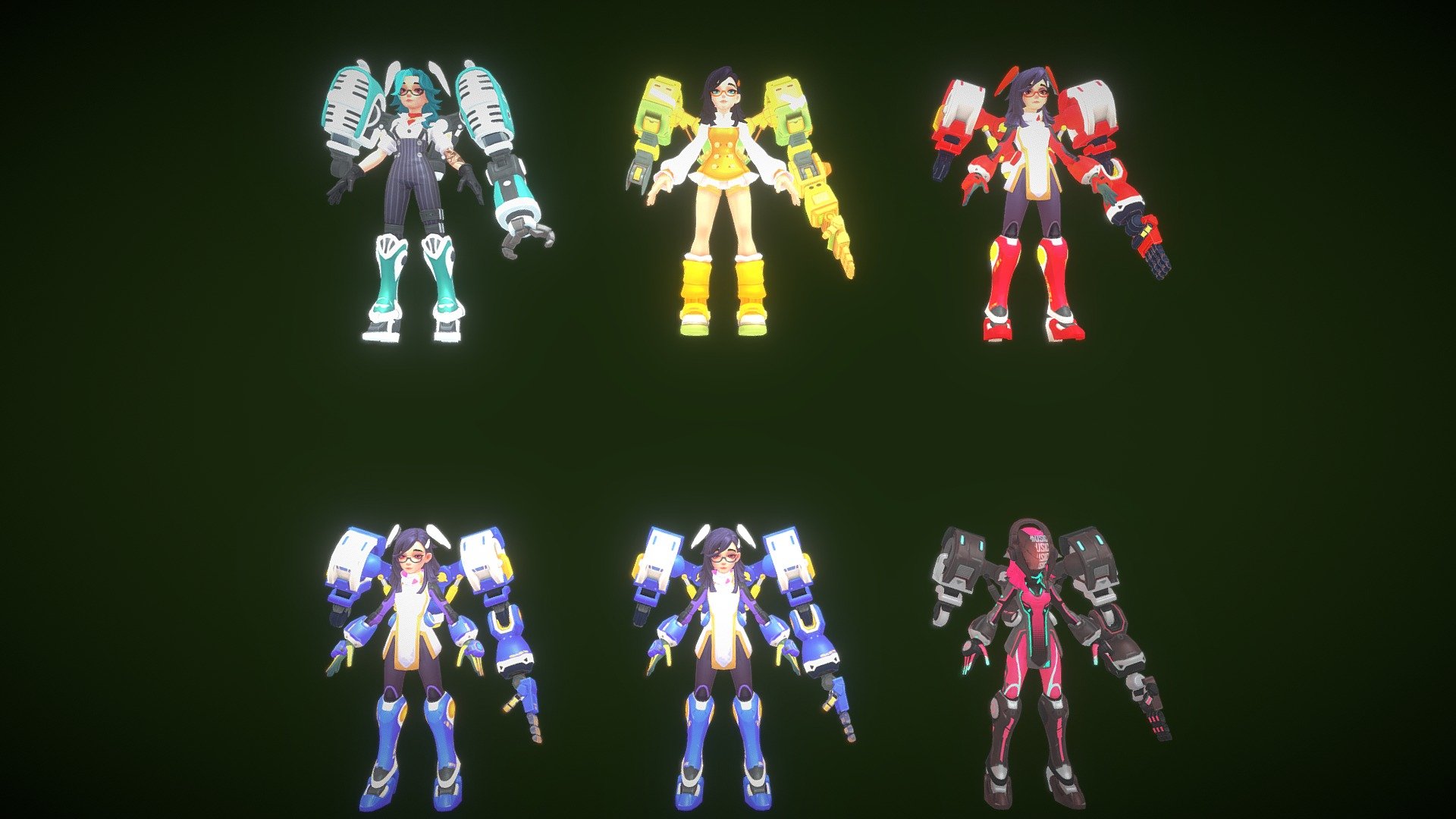 girl with robotic suit Rig Character collection - Buy Royalty Free 3D ...