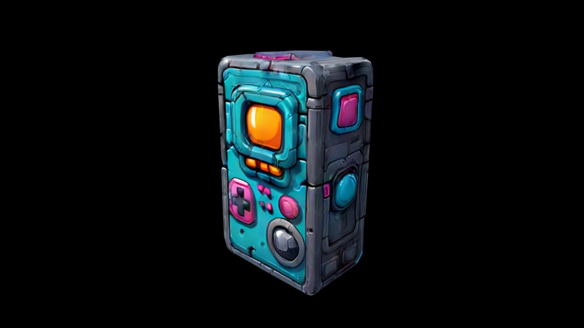 The cube-shaped video game console is a vibrant - Download Free 3D ...