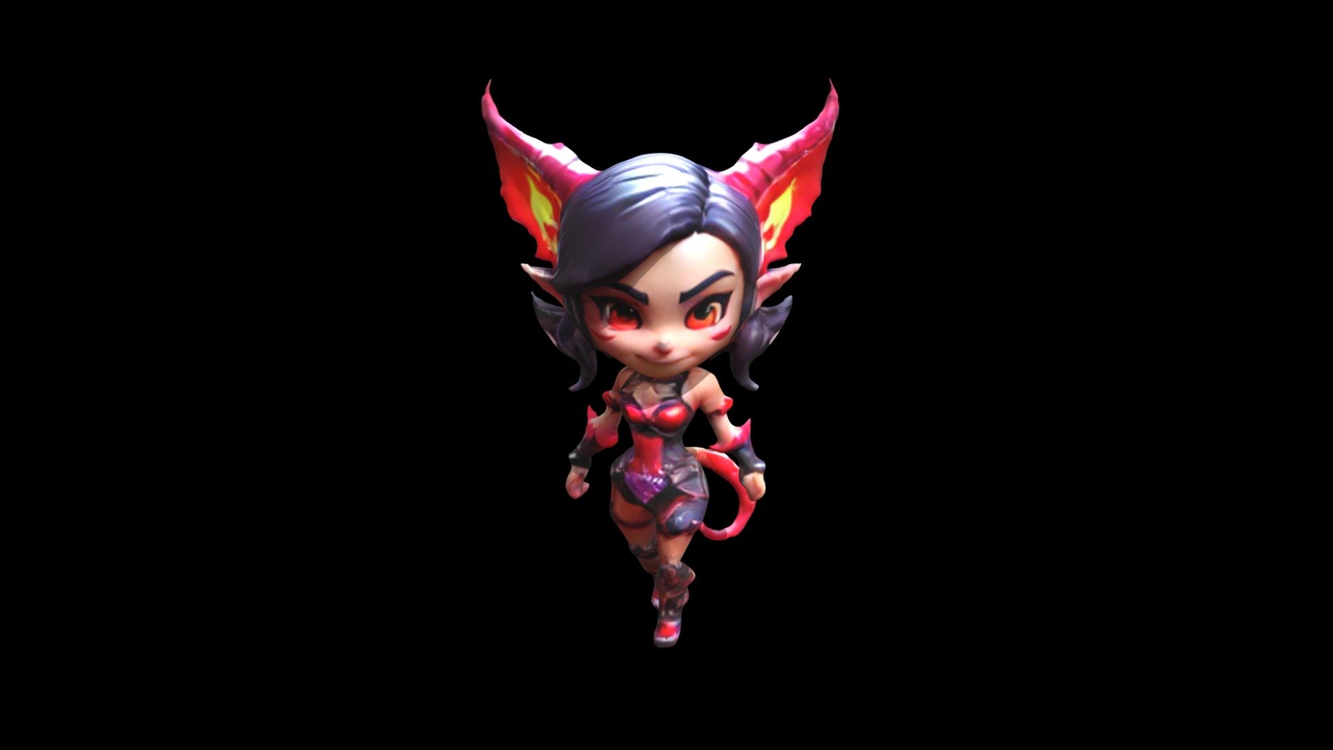 "Anime Devil Girl Fighter with Red Feathers and - Download Free 3D ...