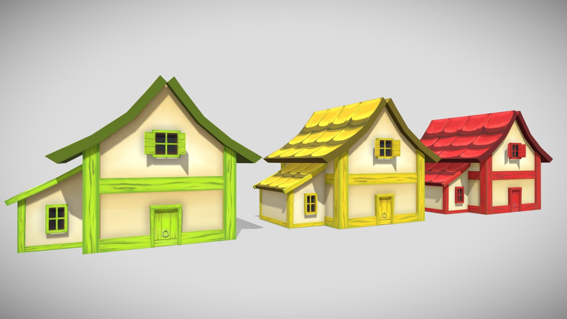 Handpainted Houses - 3D model by melainekenner [6a83dec] - Sketchfab