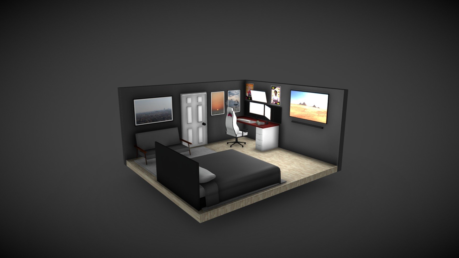 Gamer Room - 3D model by Khair (@khairkhaider) [6a84732] - Sketchfab