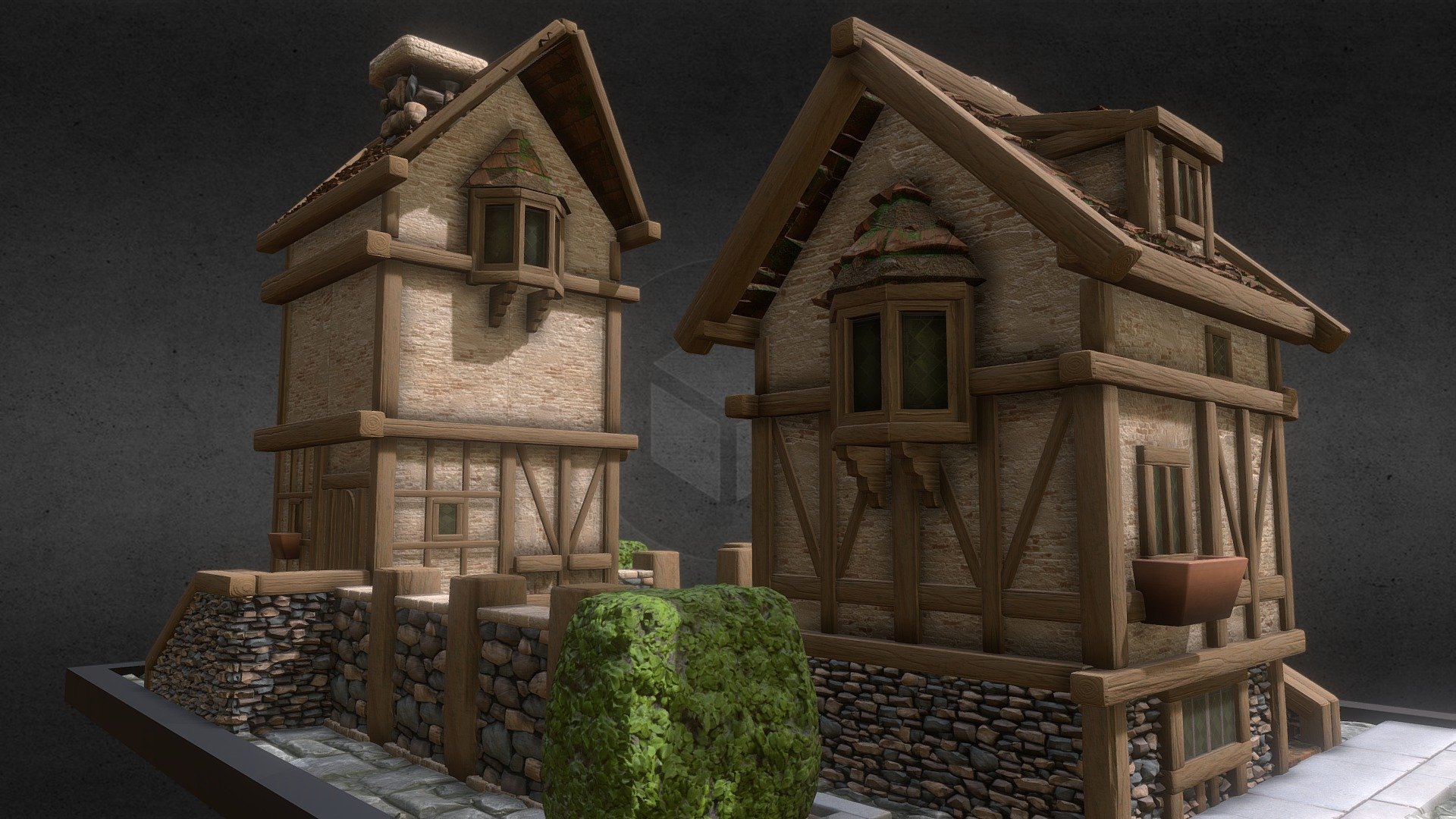 Detailed Modular Tudor Home Kit [10+ components] - Buy Royalty Free 3D ...