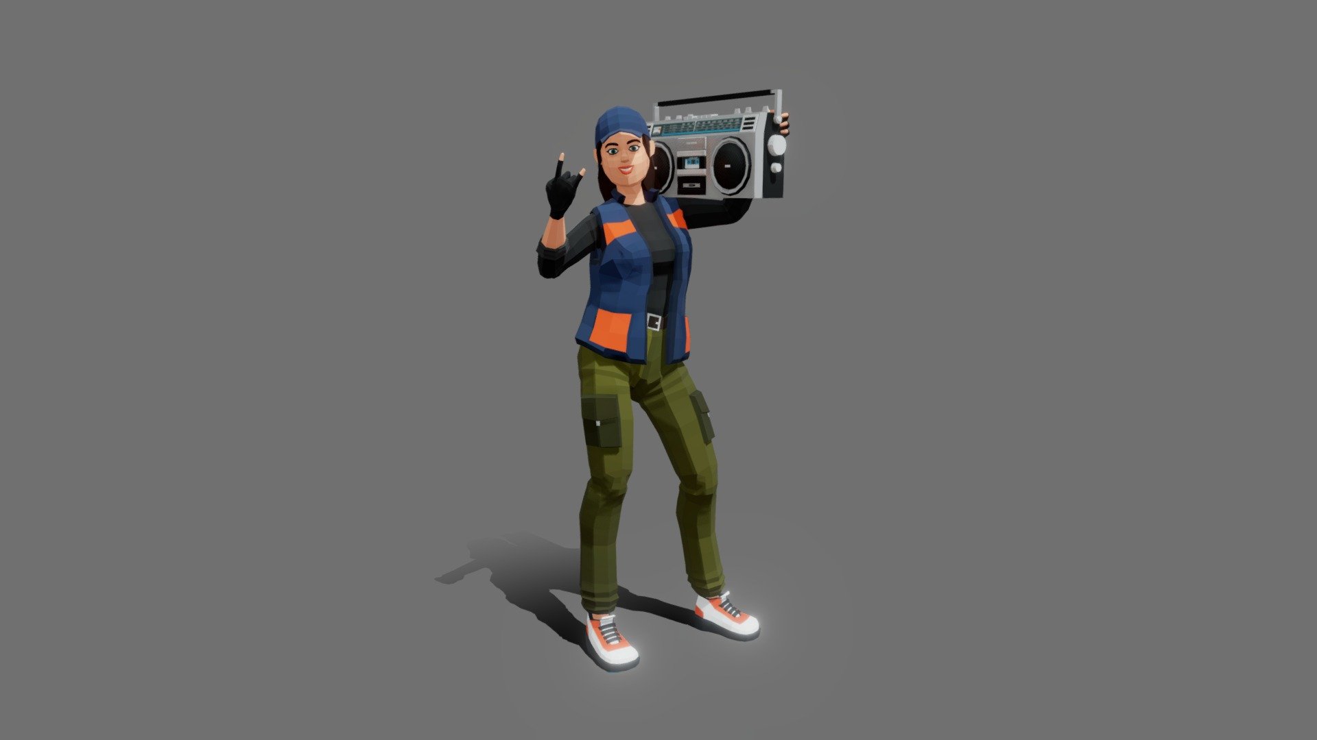 Hooligan girl with a big radio tape recorder - 3D model by Agor_2012 ...