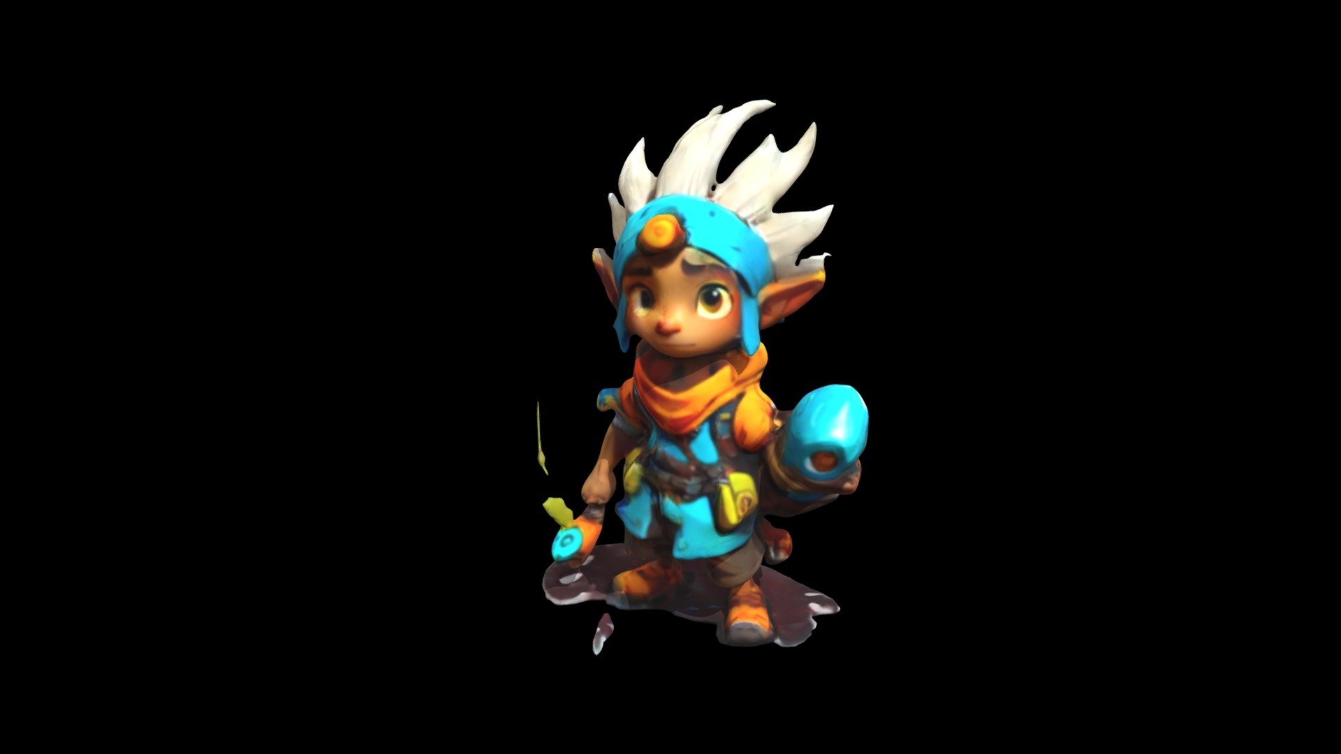 a cartoon character holding a blue object wit - Download Free 3D model ...