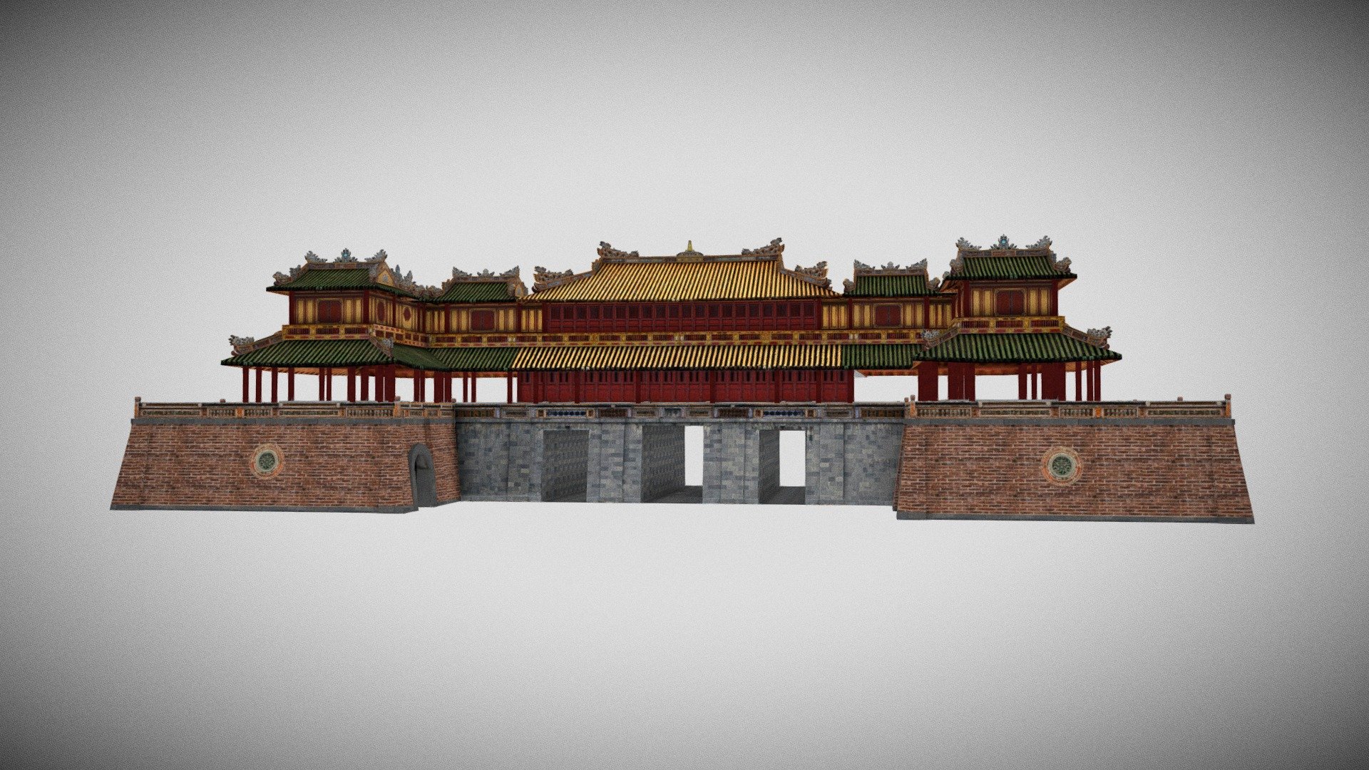 Ngọ Môn - Meridian Gate Imperial City of Hue - 3D model by korotovool ...