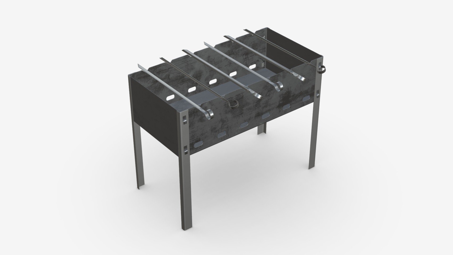 Charcoal steel grill with skewers - Buy Royalty Free 3D model by ...