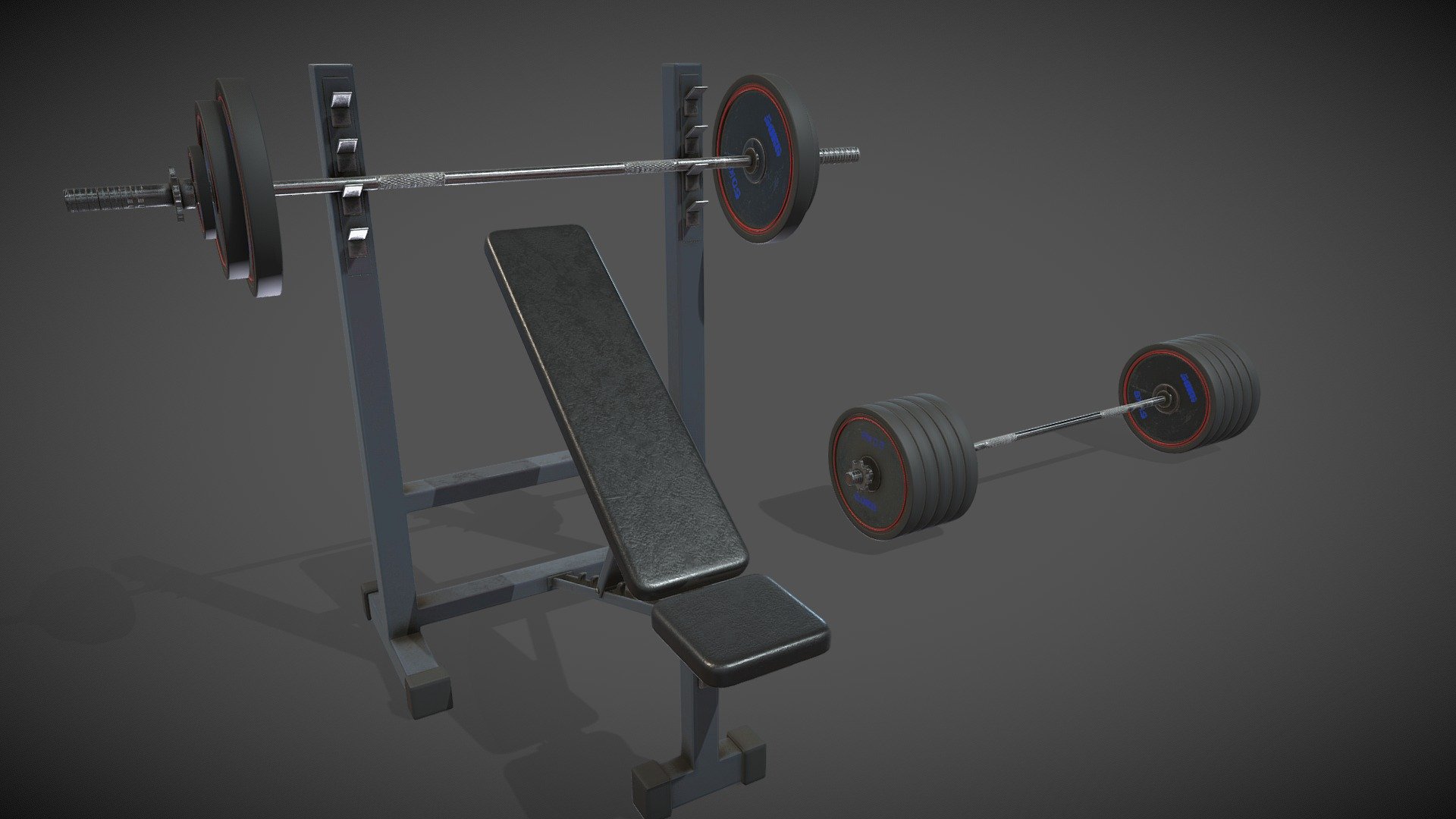 Dumbbell Barbell Bench - 9MB - Download Free 3D model by Mehdi ...