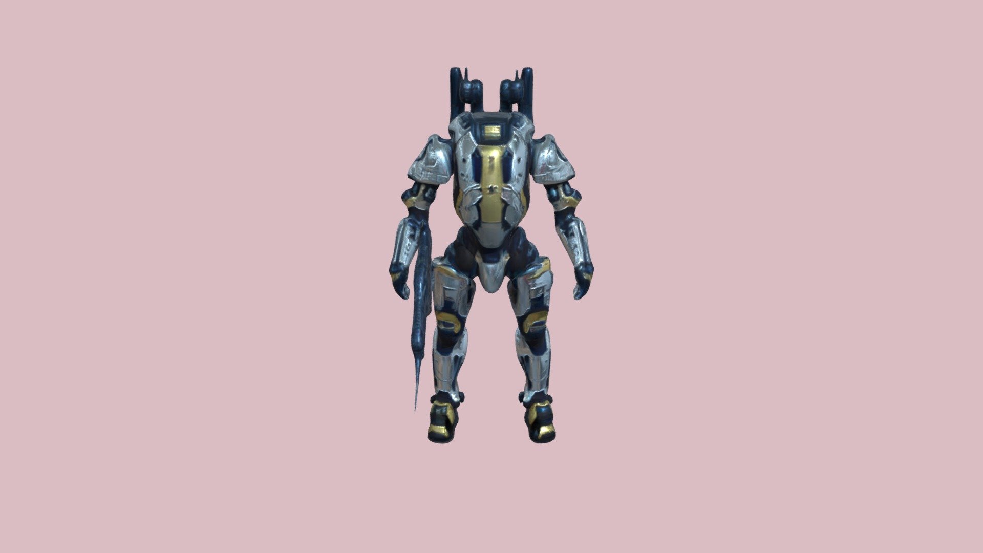 Armored mech warrior holding a large weapon - 3D model by fouqad ...