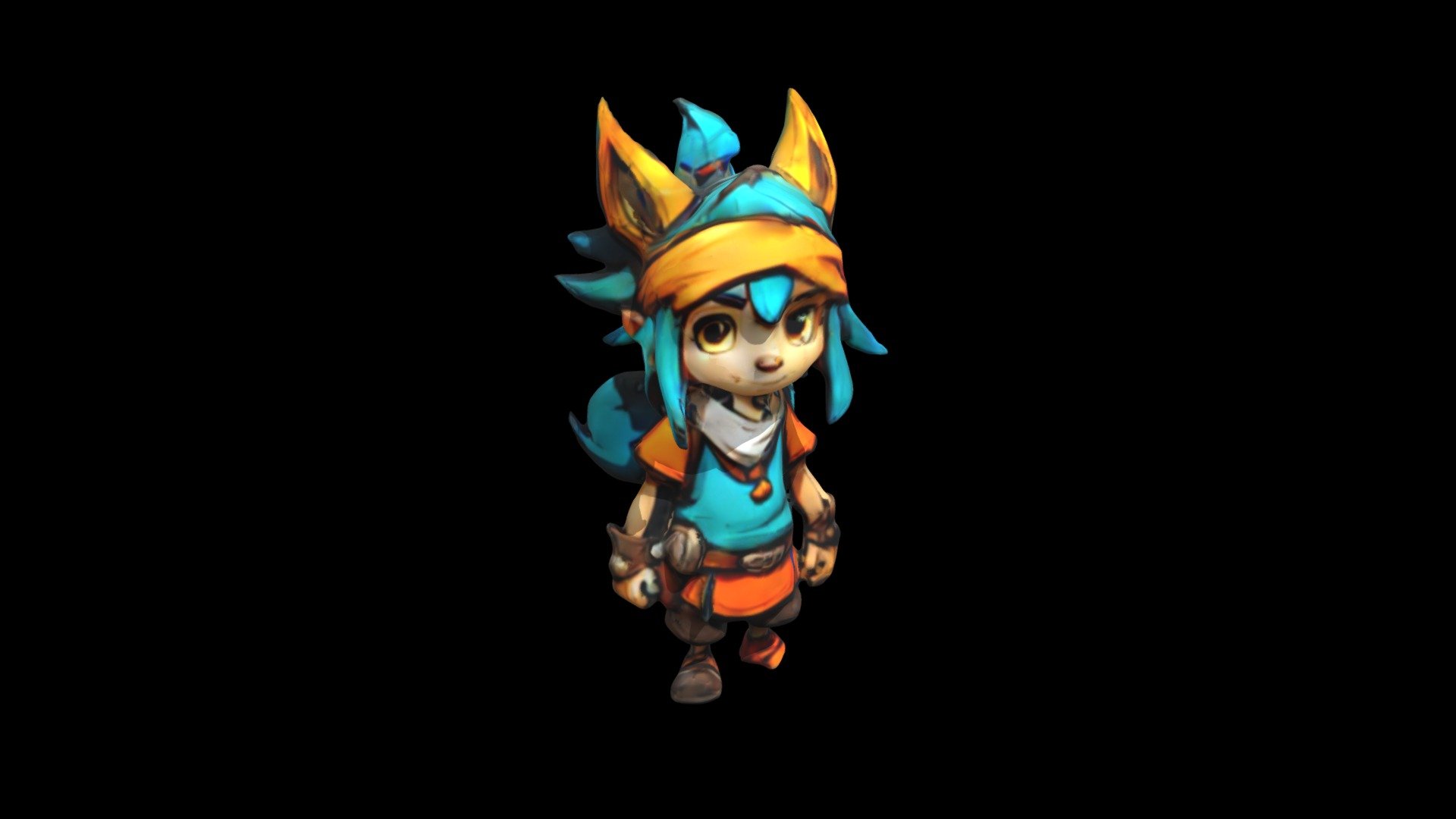 a cartoon character with blue hair and orange - Download Free 3D model ...