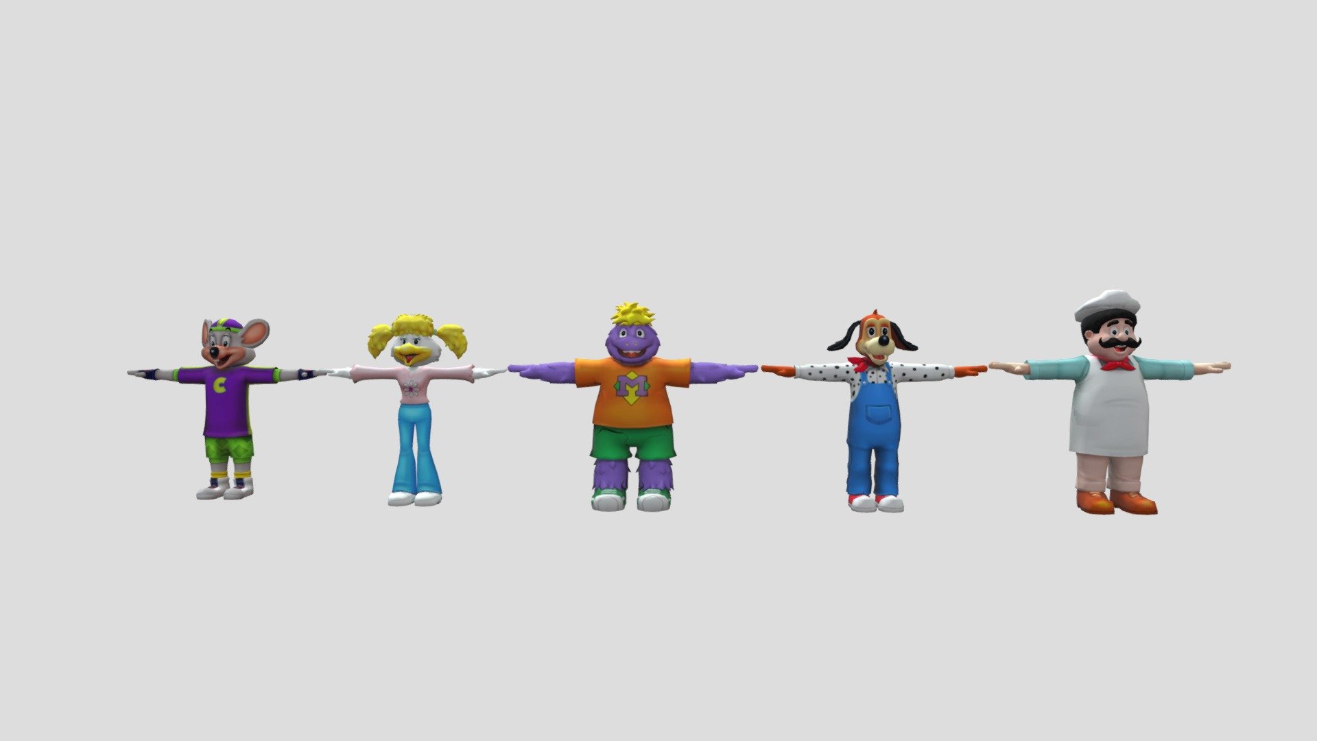 Chuck E. Cheese's Characters - Download Free 3D model by ...