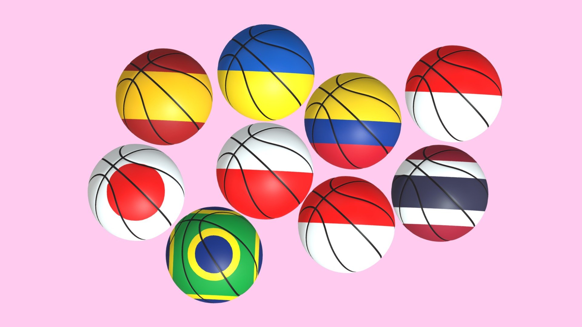 Flag Basketball Ball Collection 2 - Buy Royalty Free 3D model by Philip ...
