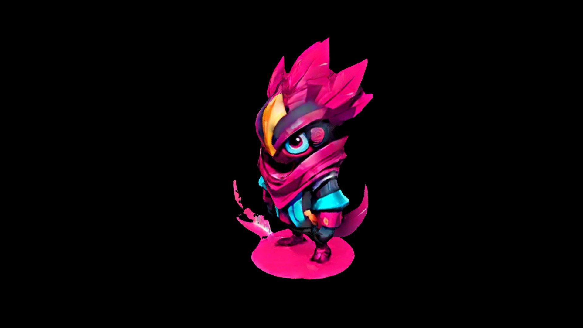 A cartoon-style character dressed in pink and bl - Download Free 3D ...