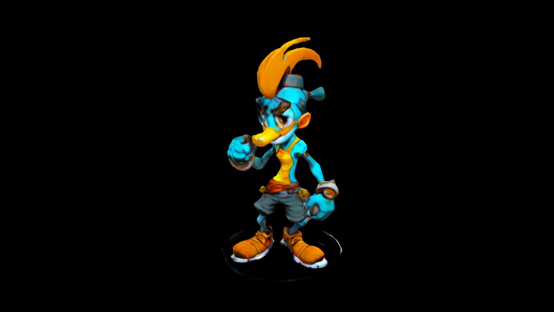 a blue character with orange hair wearing a yell - Download Free 3D ...