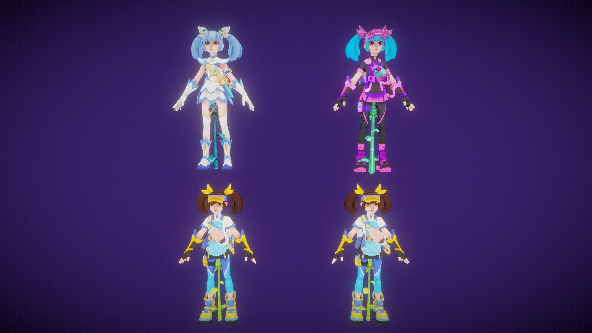 Female gaming characters - Buy Royalty Free 3D model by Luna Studio ...