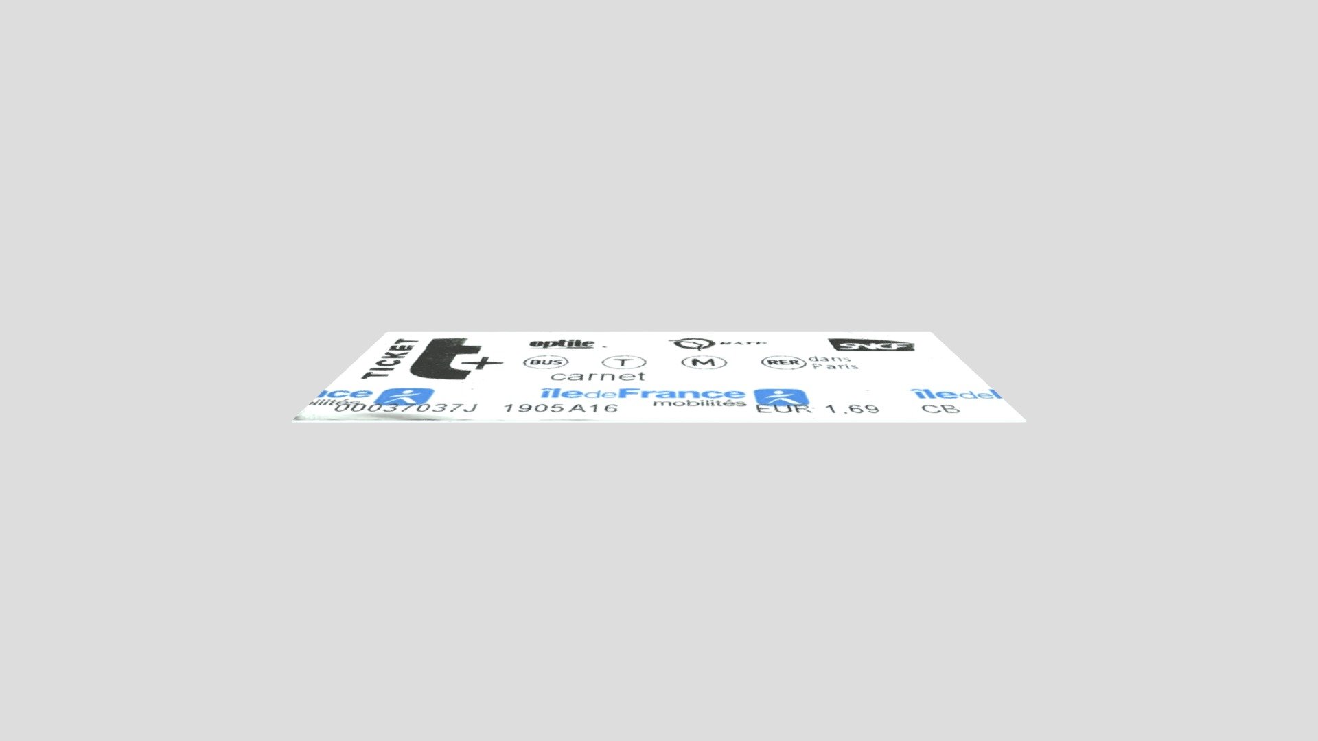 TICKET RATP T+ - Download Free 3D model by Obridje [6b37eaa] - Sketchfab
