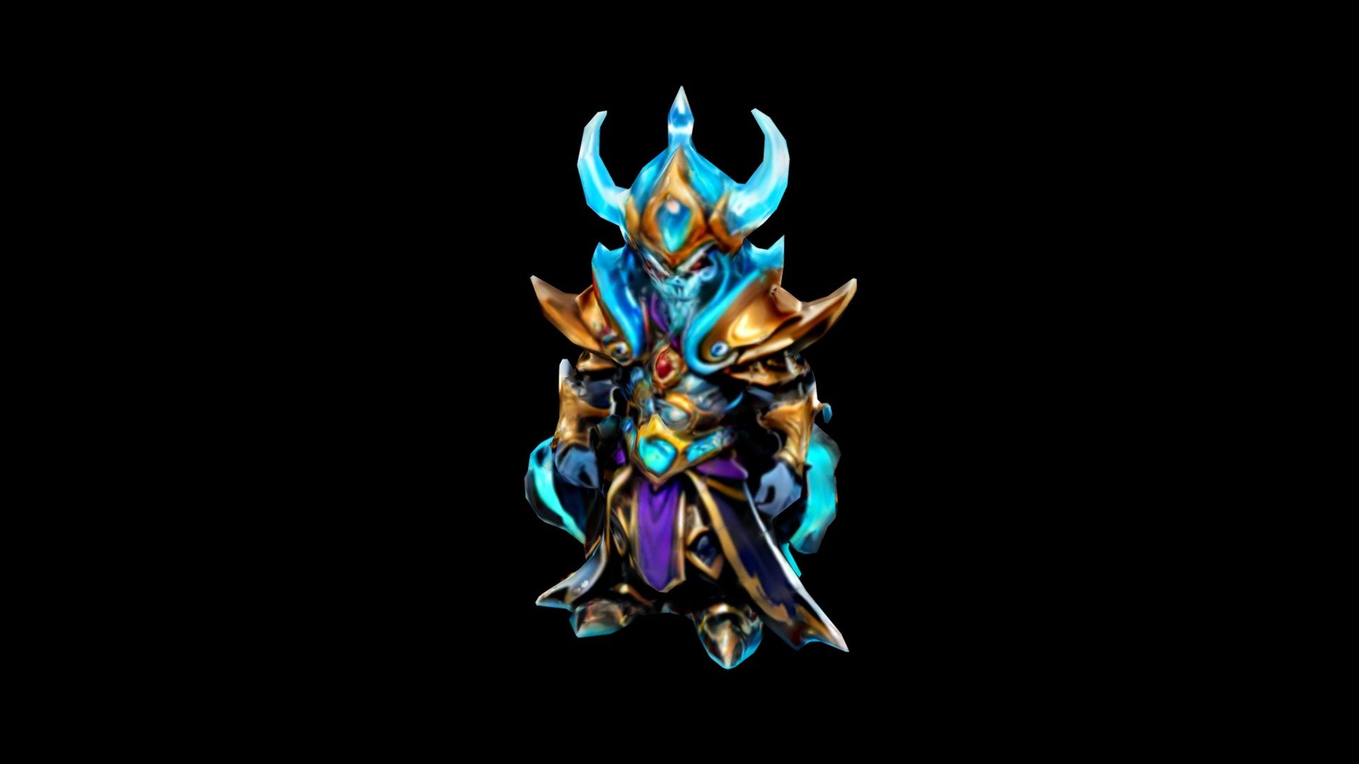 Knight skeleton king with purple cape and gold a - Download Free 3D ...