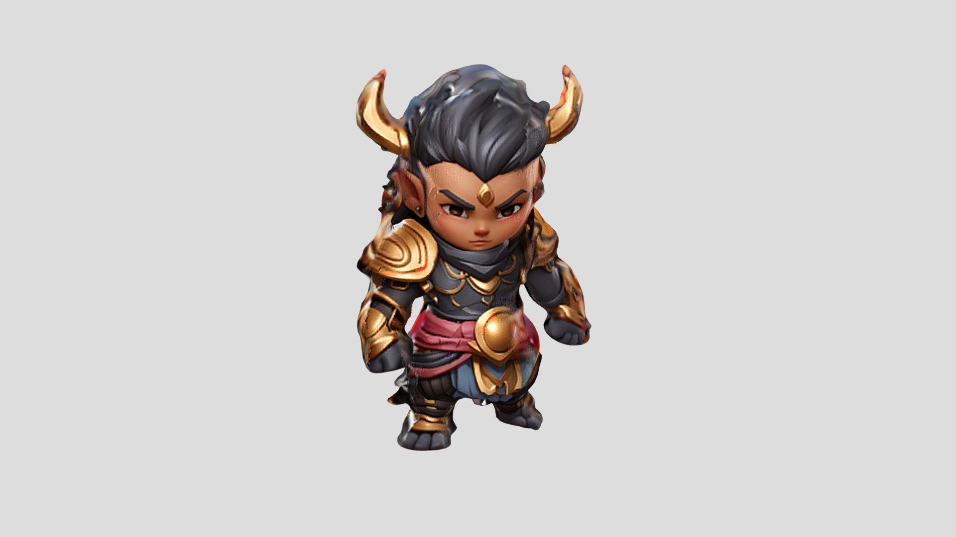 Chibi-style warrior with horns on head A chib - Download Free 3D model ...