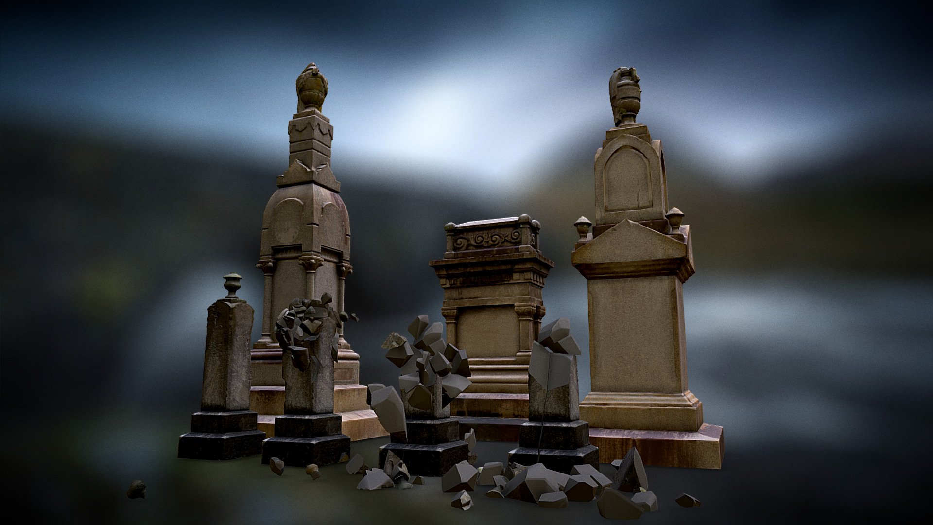 GraveStoneBishops PropsPack - Buy Royalty Free 3D model by KWARE DESIGN ...