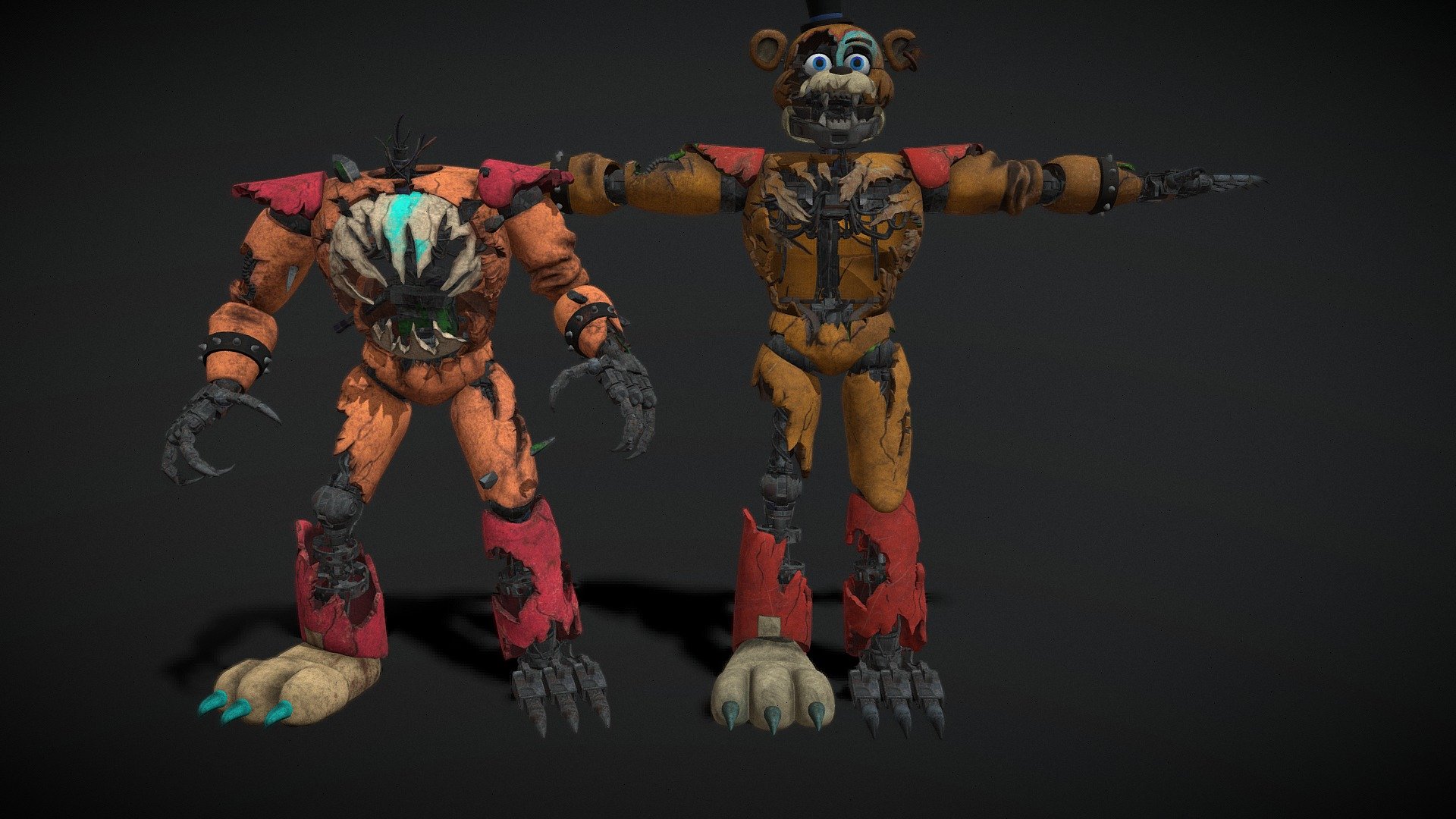 Fnaf Ruined Freddy - Fnaf Shattered Freddy - Download Free 3D model by ...