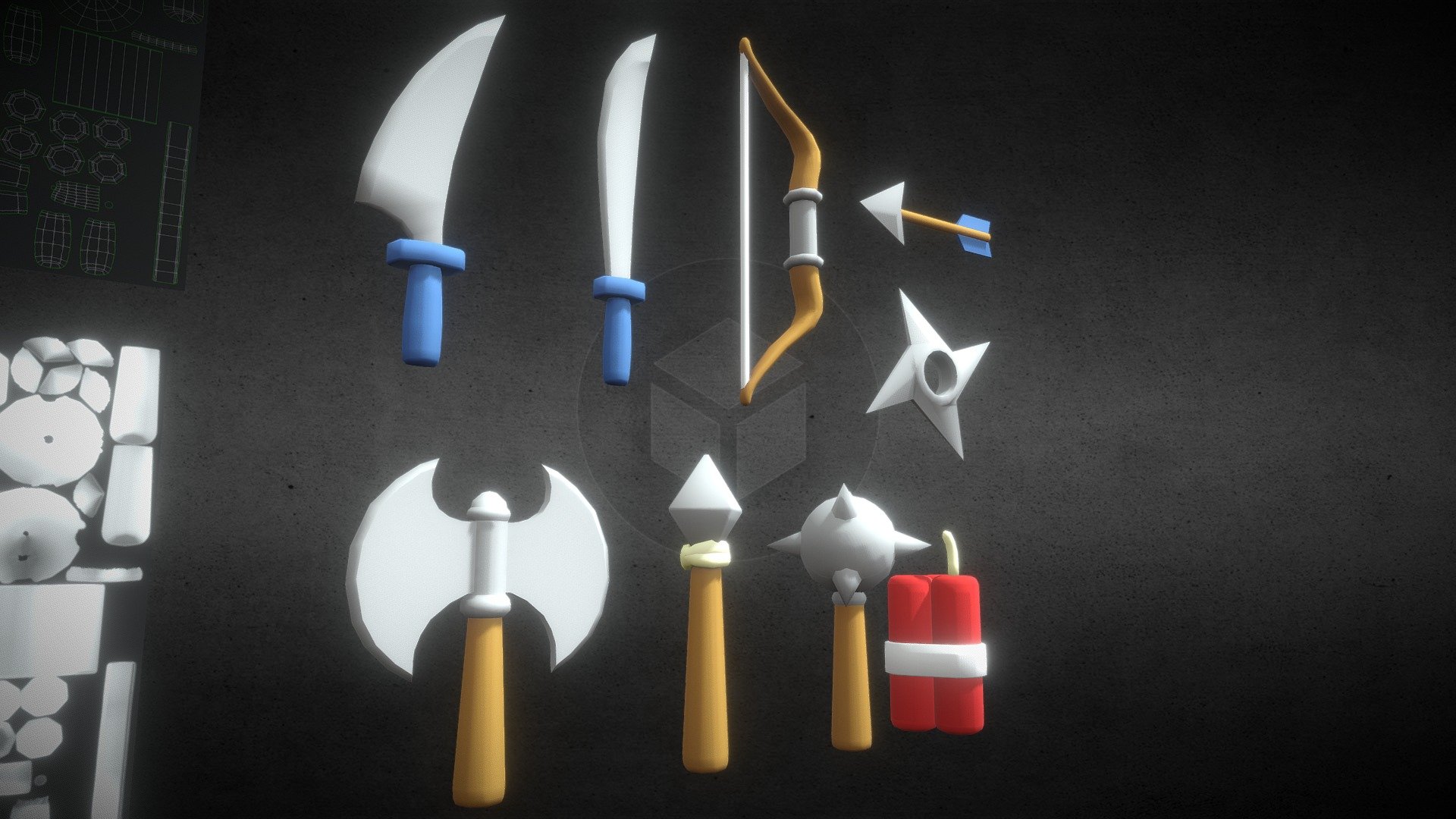 Pack of low poly weapons for video games - Download Free 3D model by ...