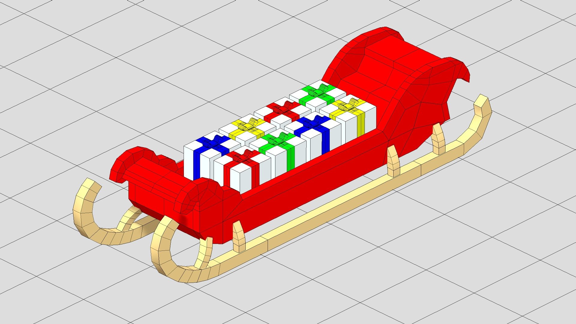 Sleigh (long with gifts) - Download Free 3D model by darkfrei [6b8222a ...
