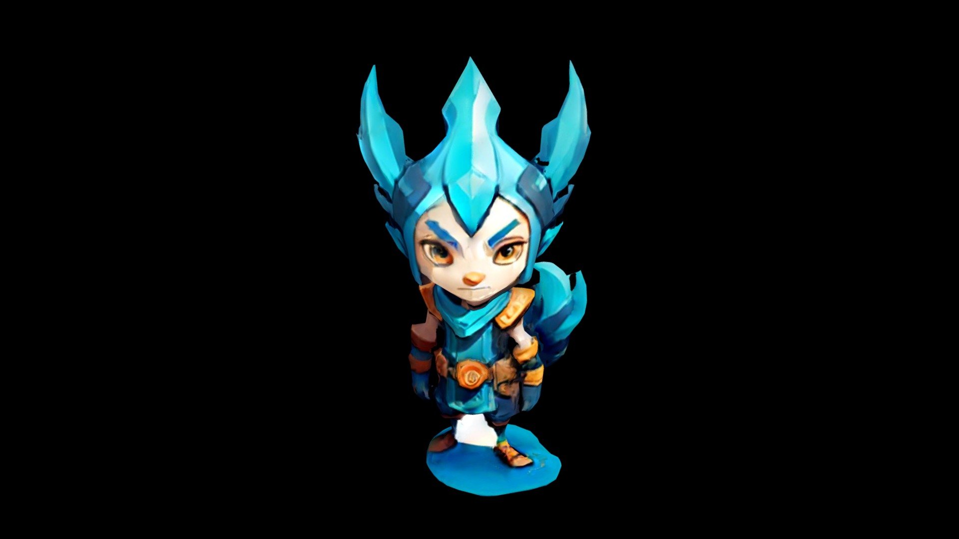 A chibi style character with blue hair and a mat - Download Free 3D ...