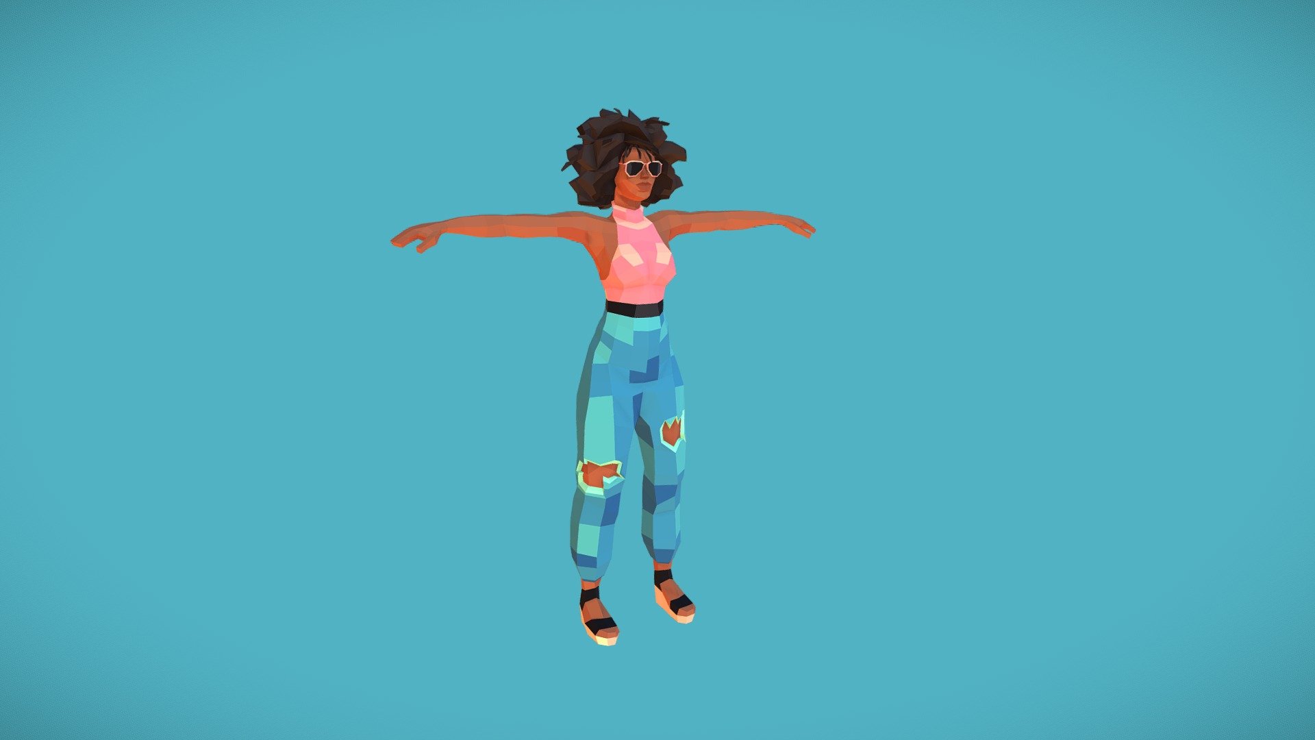 Young Adult Black Woman Low-Poly Art Style - Buy Royalty Free 3D model ...