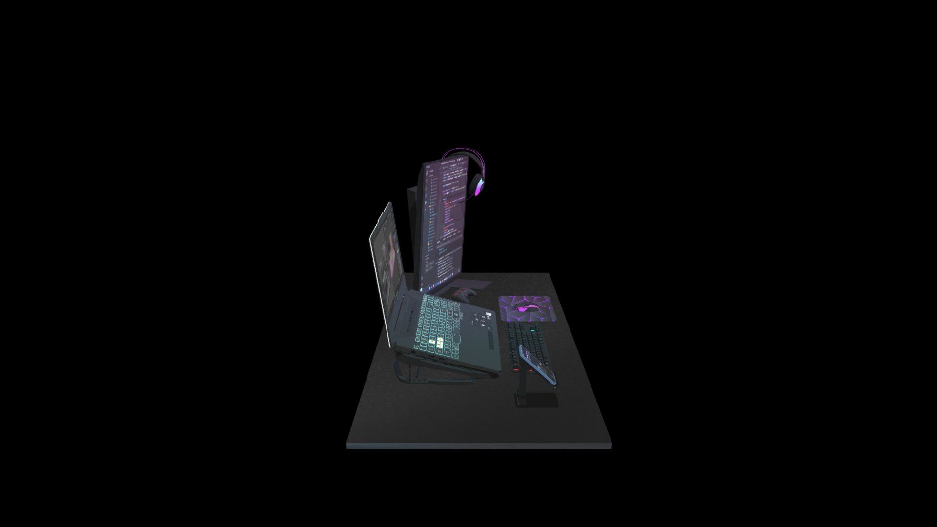 Gaming setup - Download Free 3D model by Hamza_Tariq [6ba2490] - Sketchfab