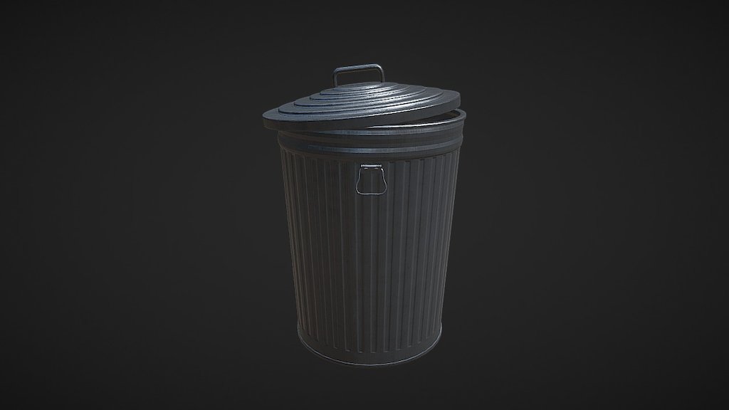 Trash Can (Low_Poly) with Materials - 3D model by Aaron Vantrees ...