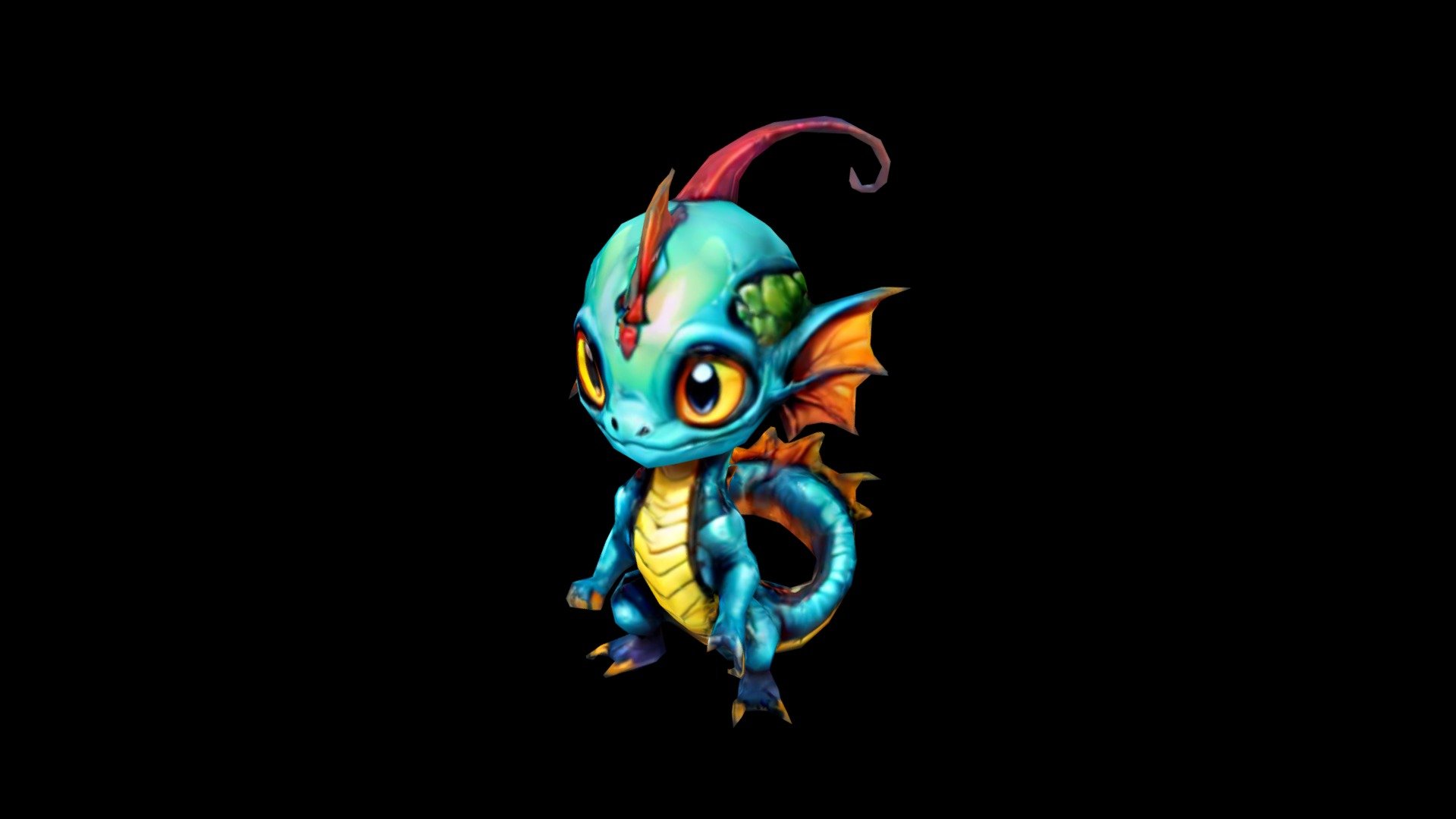 Aqua-tailed dragon standing upright - Download Free 3D model by klrxyz ...