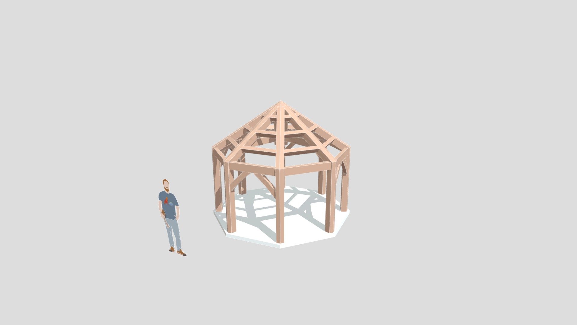 Octagonal Gazebo Timber Frame - 3D model by PavelYashkin [6be9ca0 ...